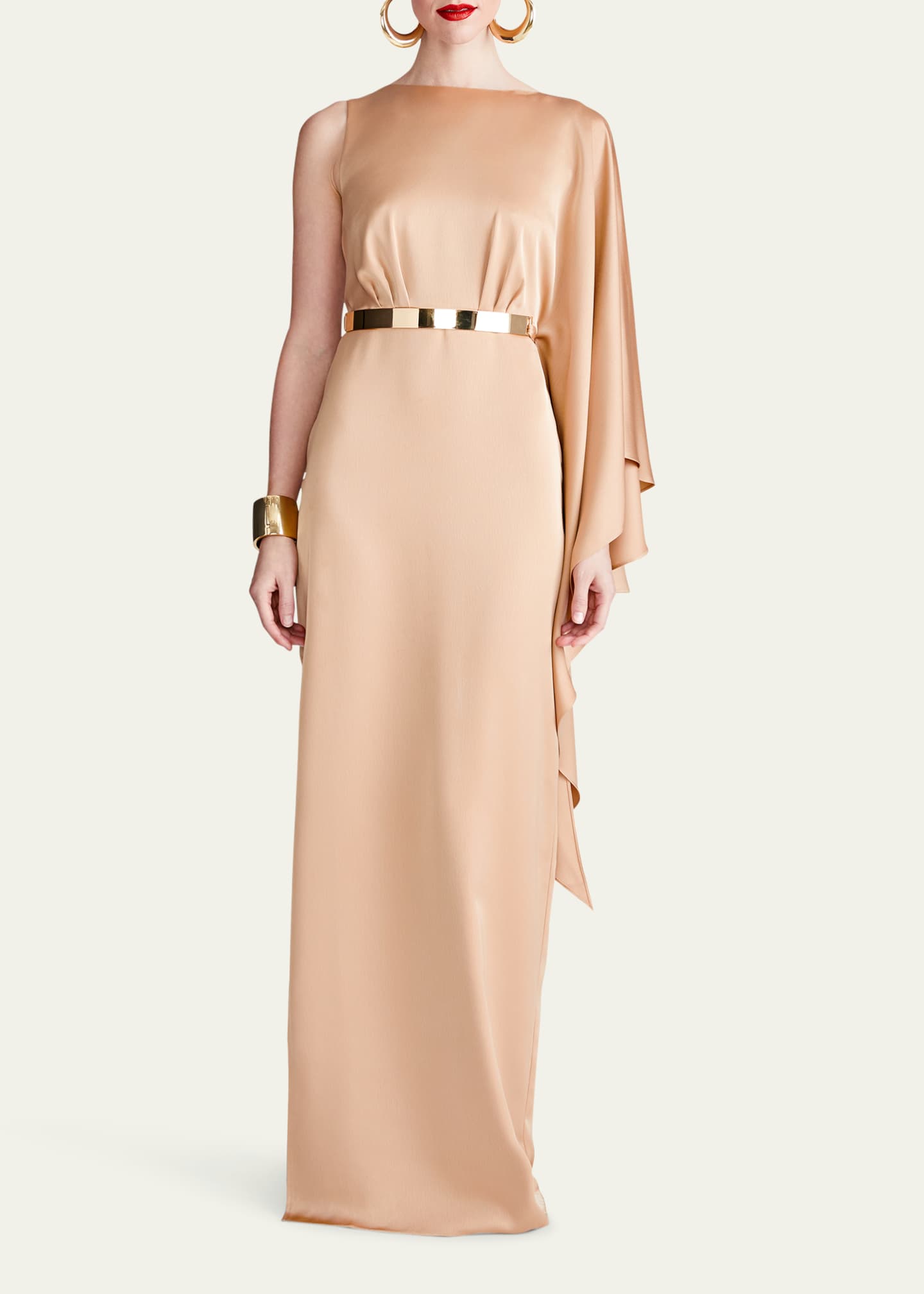 Halston Rhiannon One-Shoulder Satin Column Gown - Bergdorf Goodman
