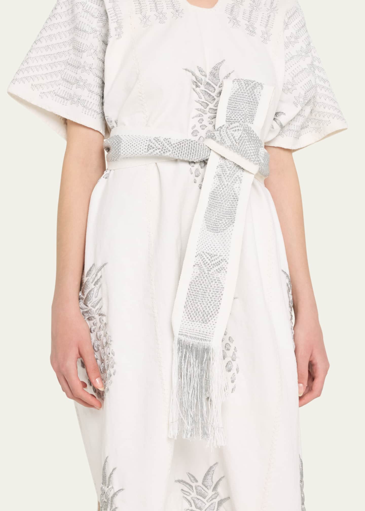 Pippa Holt Three-Panel Midi Kaftan with Metallic Pineapple Embroidery ...