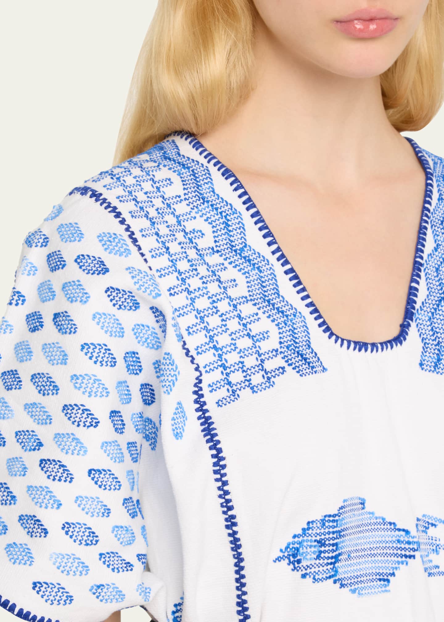 Pippa Holt Three-Panel Midi Kaftan with Tonal Embroidered Fish ...