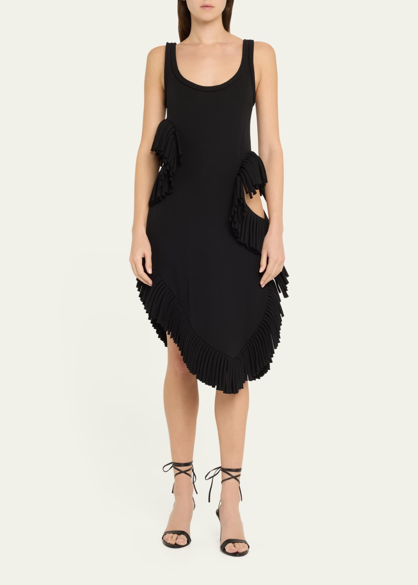 Diotima Scatter Wool Fringe Sleeveless Cutout Midi Dress - Bergdorf Goodman
