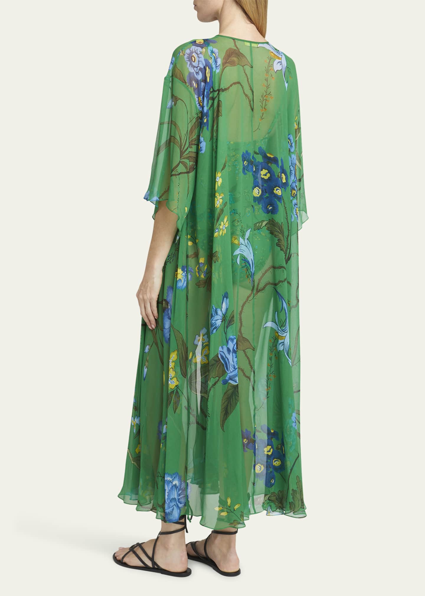 Erdem Floral-Print Silk Open Maxi Kaftan Dress - Bergdorf Goodman