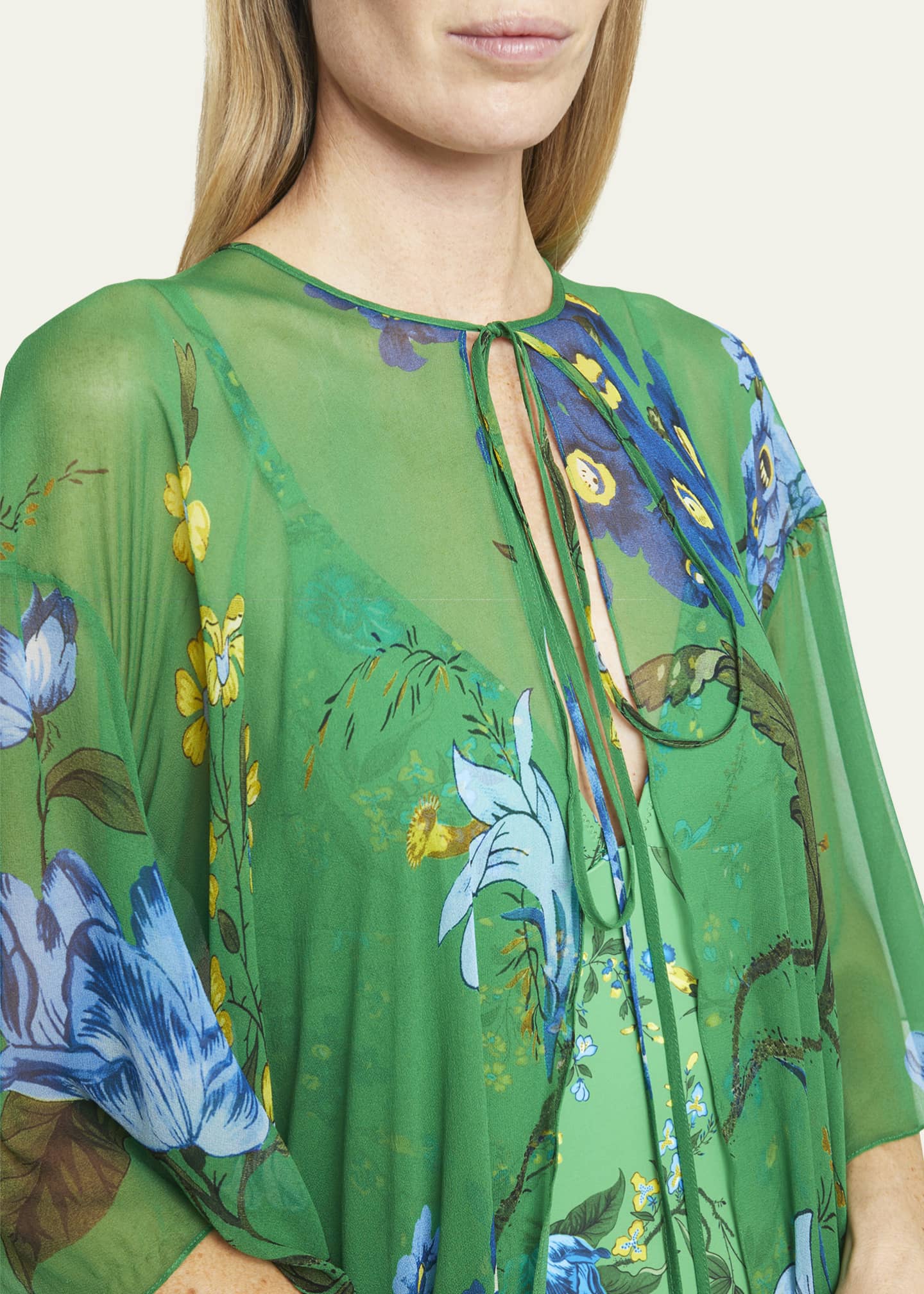 Erdem Floral-Print Silk Open Maxi Kaftan Dress - Bergdorf Goodman