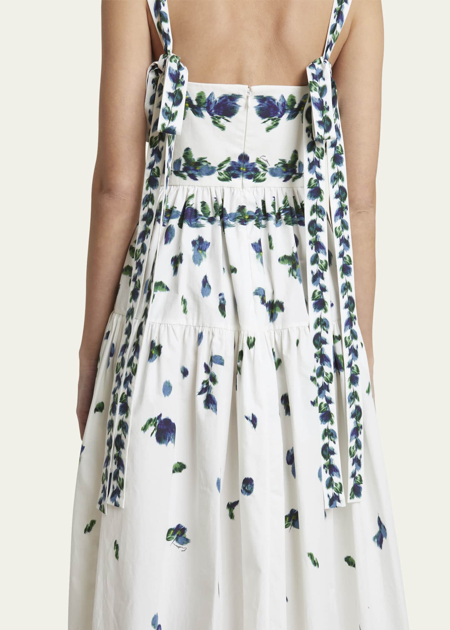 Erdem Bow-Strap Tiered Fit & Flare Midi Dress - Bergdorf Goodman