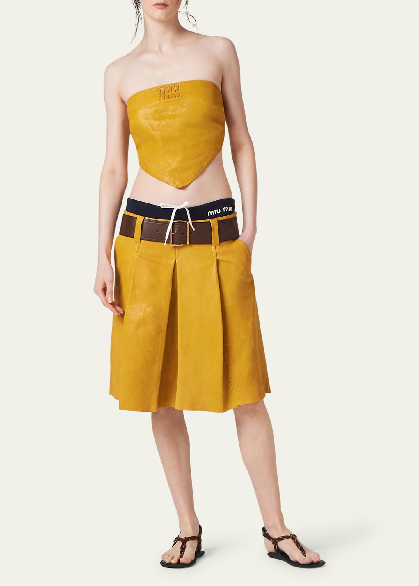 Miu Miu Cropped Leather Bandana Top - Bergdorf Goodman