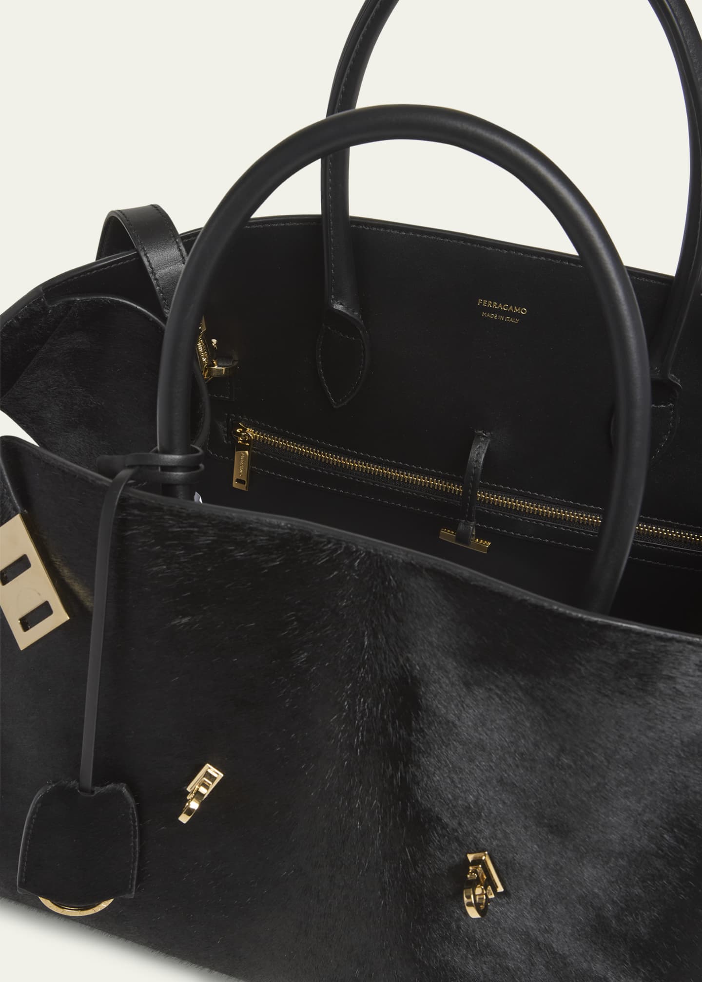Ferragamo Hug Medium Calf Hair Top-Handle Bag - Bergdorf Goodman