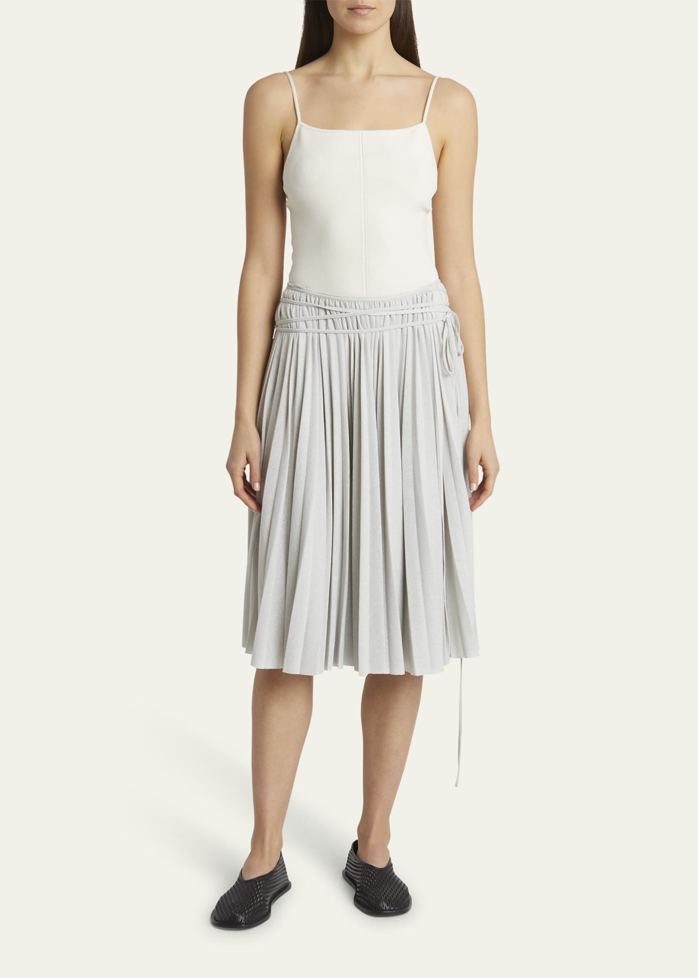 Proenza Schouler Margo Pleated Self-Tie Gauzy Jersey Midi Skirt ...