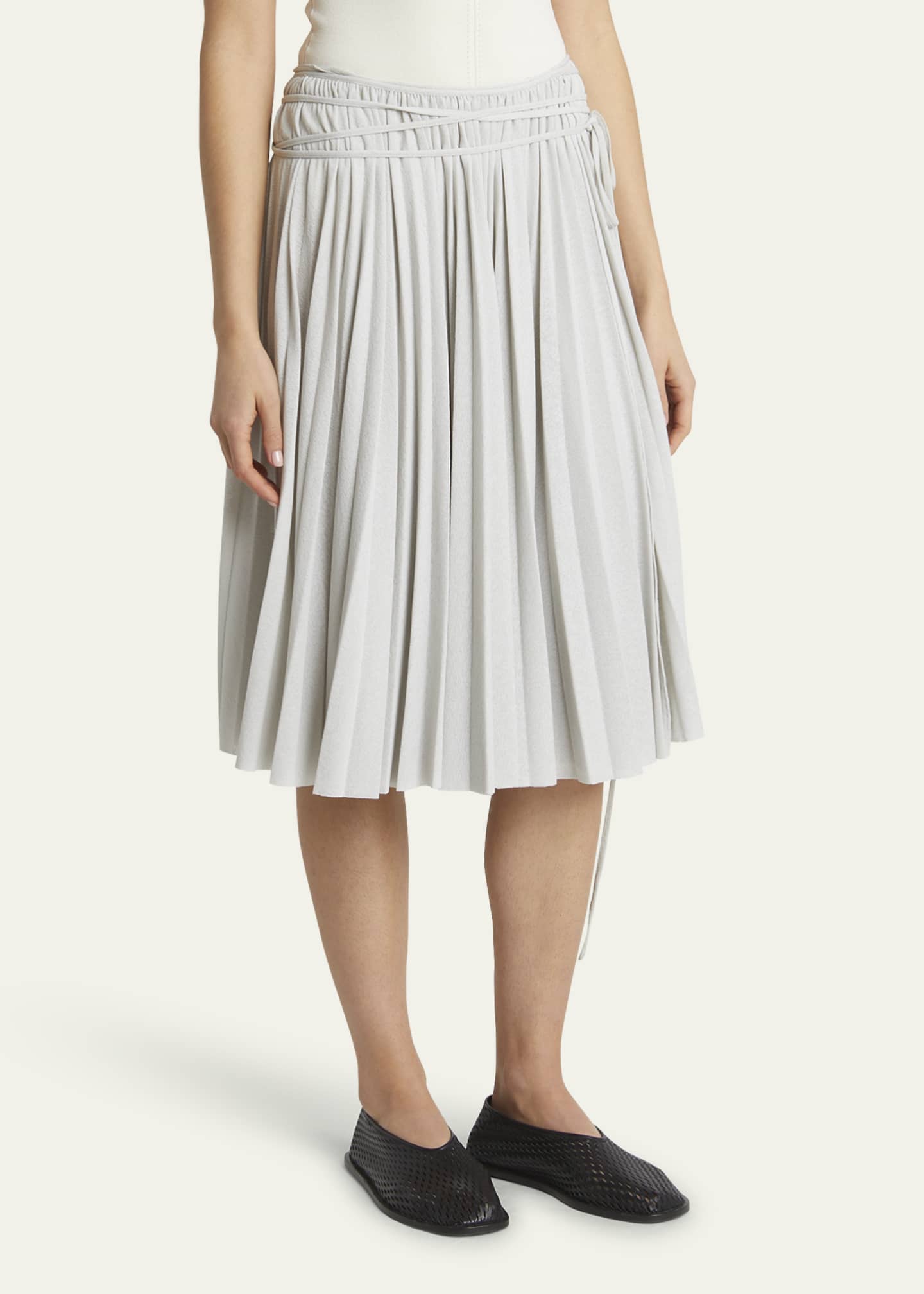 Proenza Schouler Margo Pleated Self-Tie Gauzy Jersey Midi Skirt ...