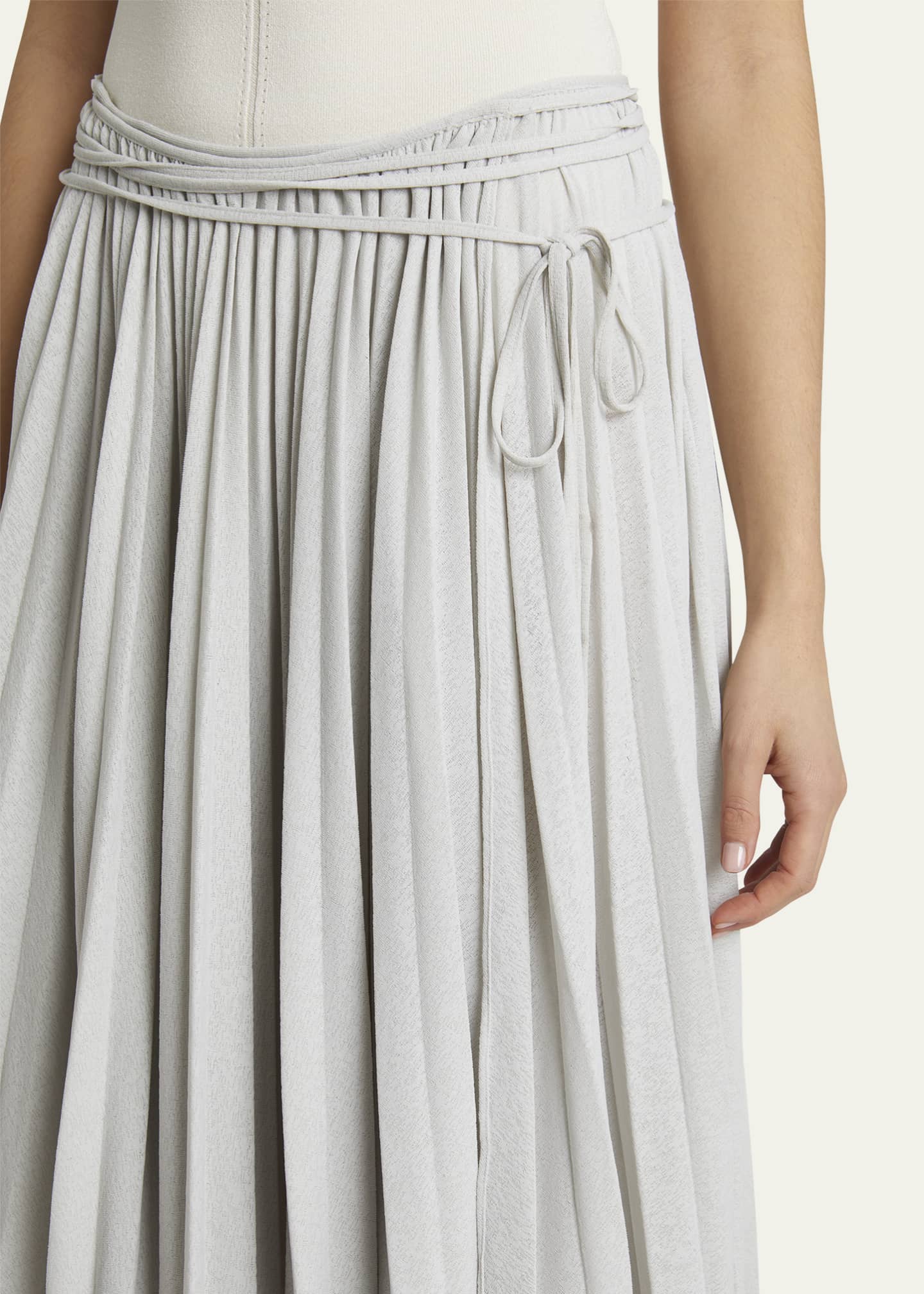 Proenza Schouler Margo Pleated Self-Tie Gauzy Jersey Midi Skirt ...