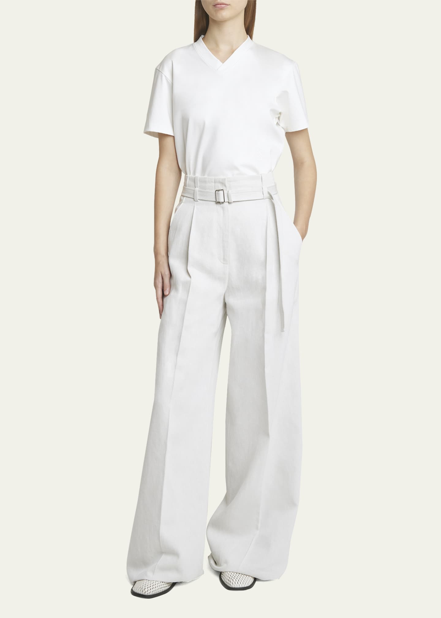 Proenza Schouler Dana Belted Cotton-Blend Suiting Puddle Pants ...