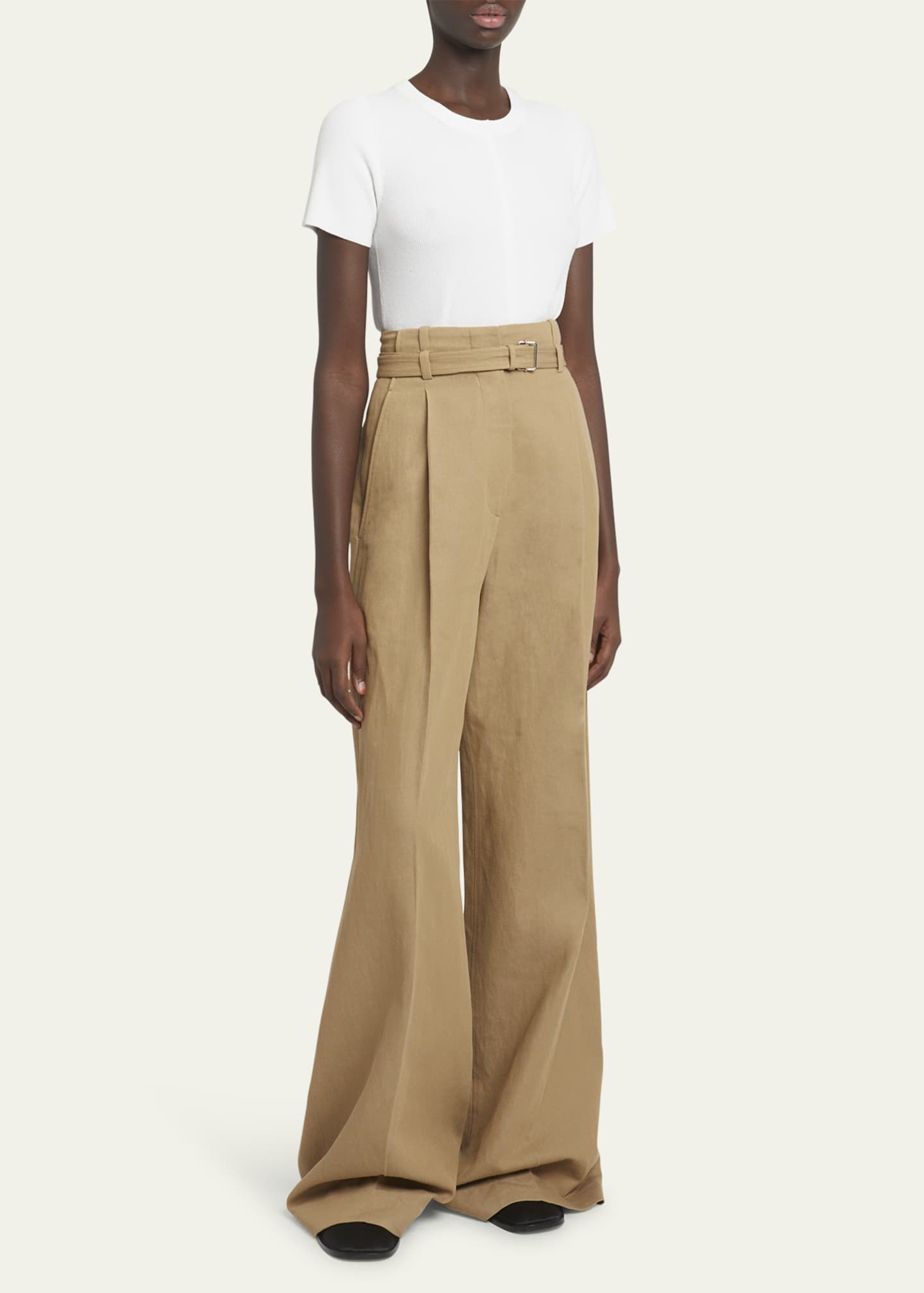 Proenza Schouler Dana Belted Cotton-Blend Suiting Puddle Pants ...
