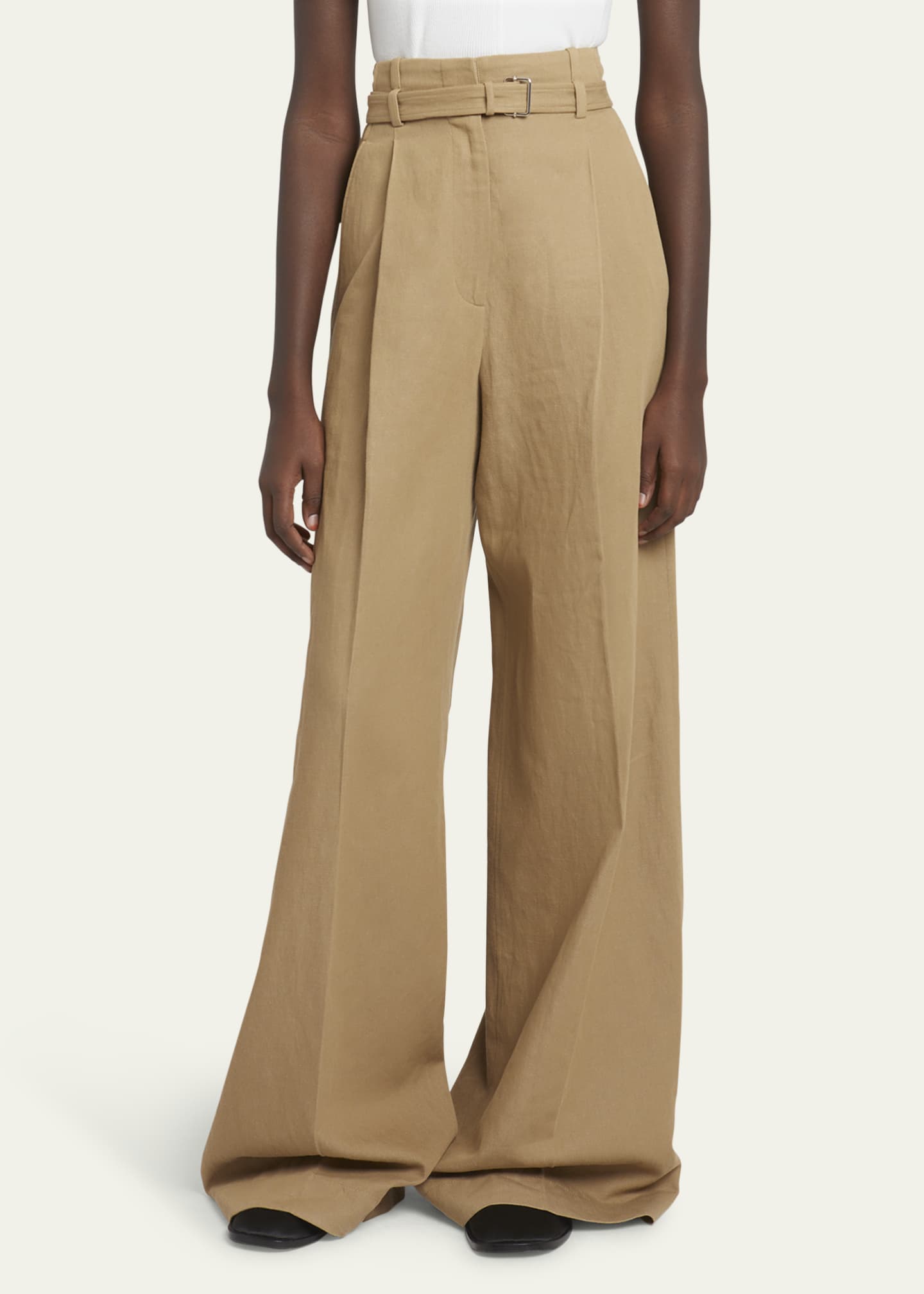 Proenza Schouler Dana Belted Cotton-Blend Suiting Puddle Pants ...