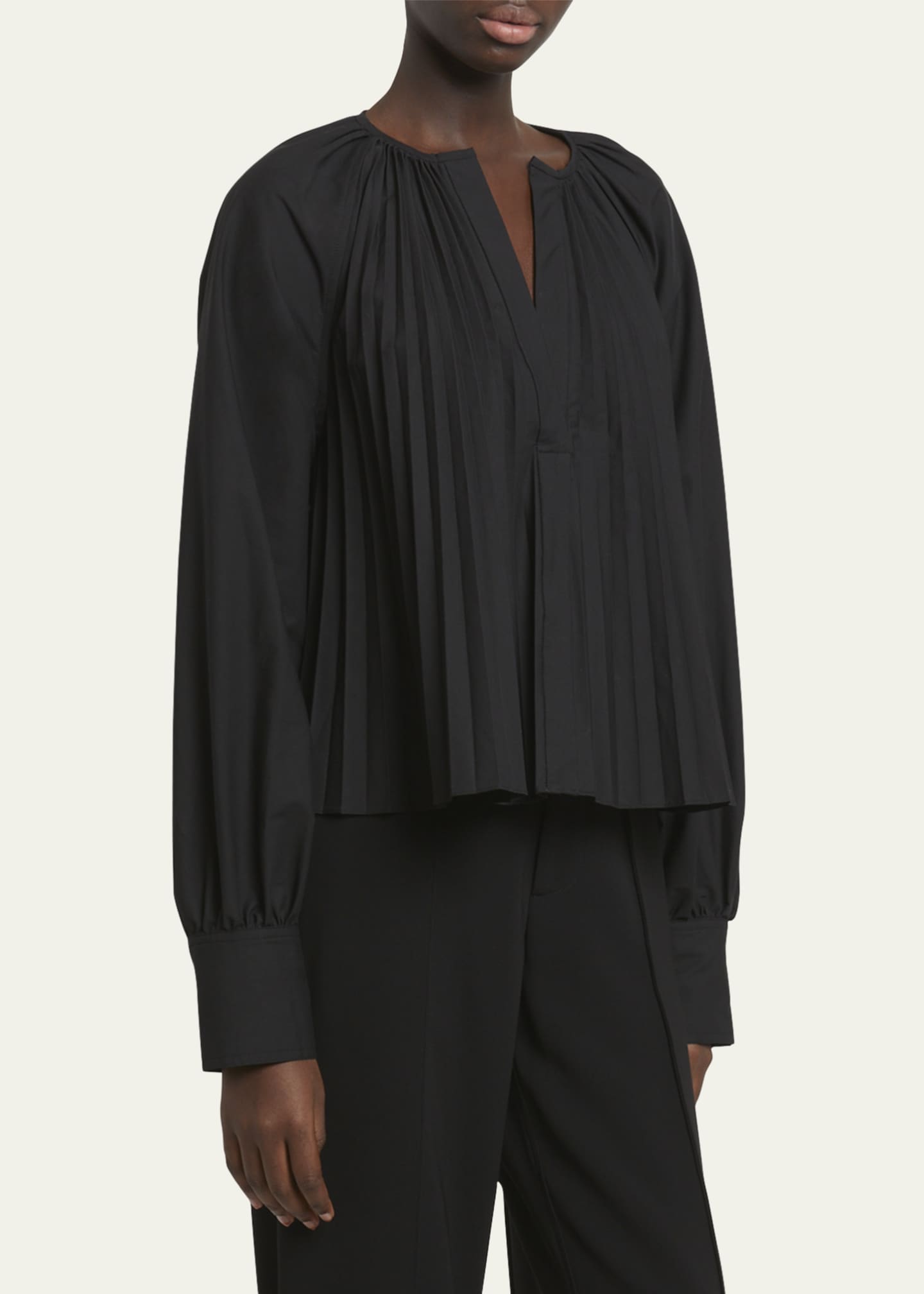 Proenza Schouler Monica Compact Poplin Pleated Blouse - Bergdorf Goodman