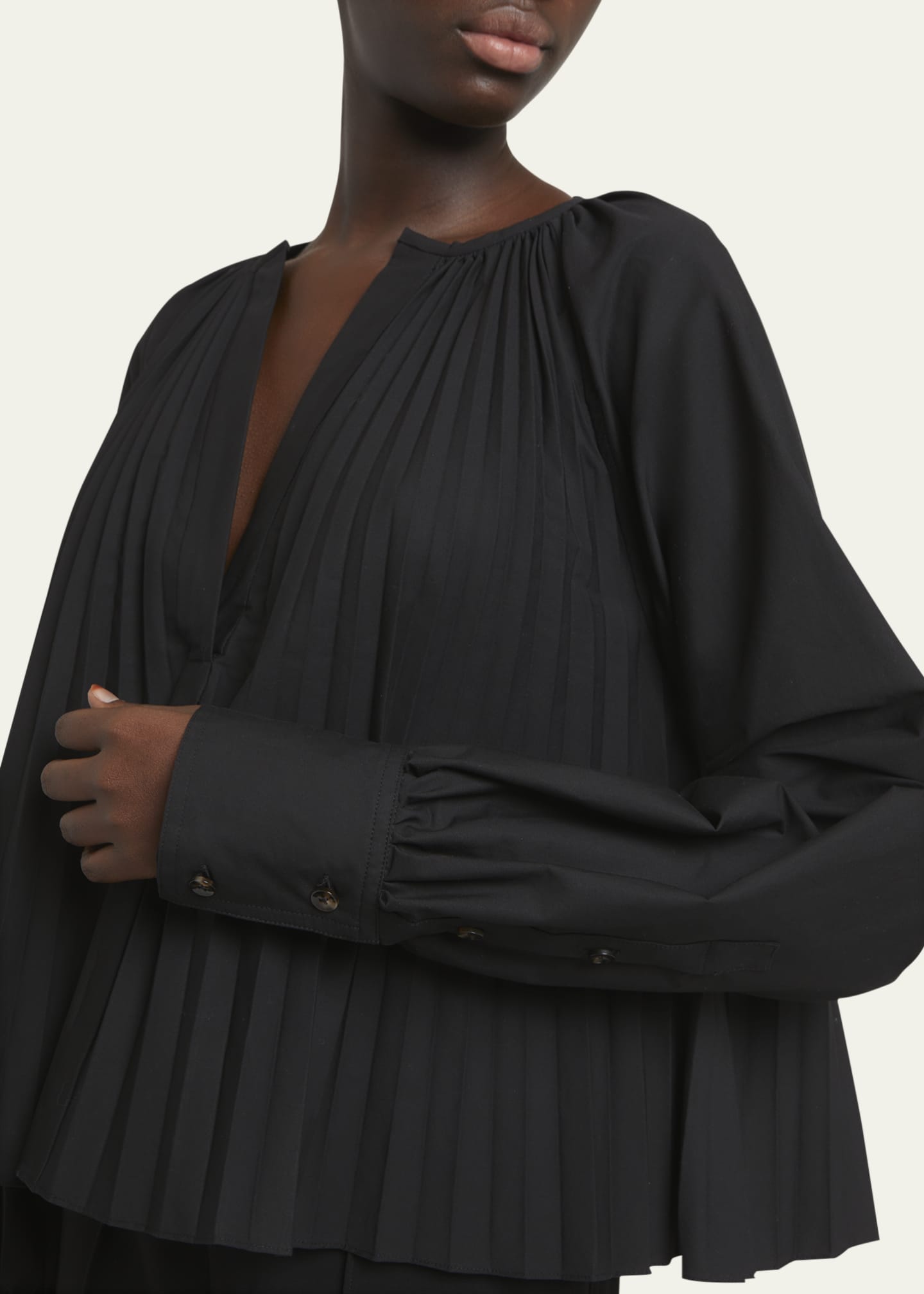 Proenza Schouler Monica Compact Poplin Pleated Blouse - Bergdorf Goodman