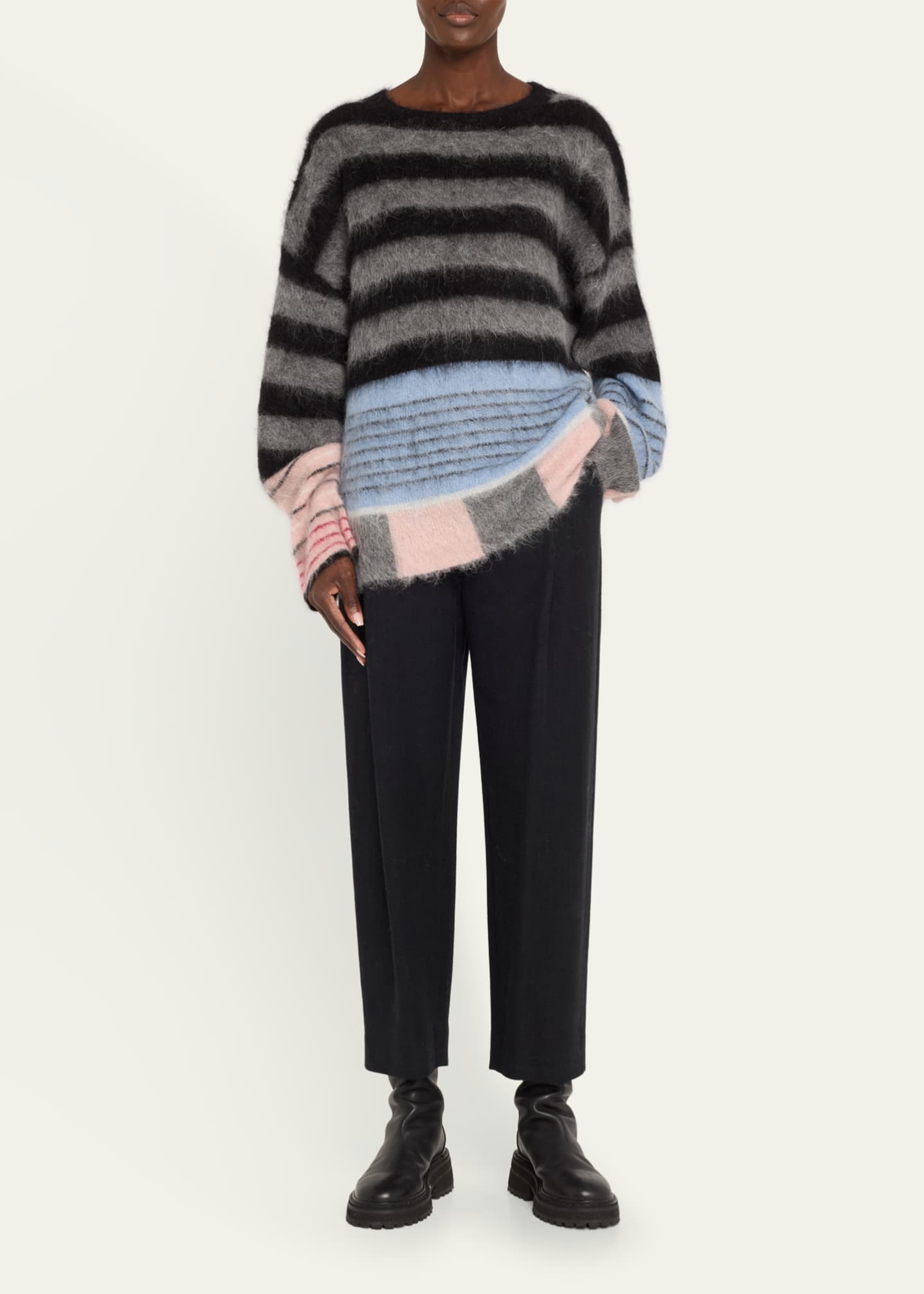 ZANKOV Ivan Abstract Stripe Oversized Brushed Alpaca Sweater - Bergdorf ...