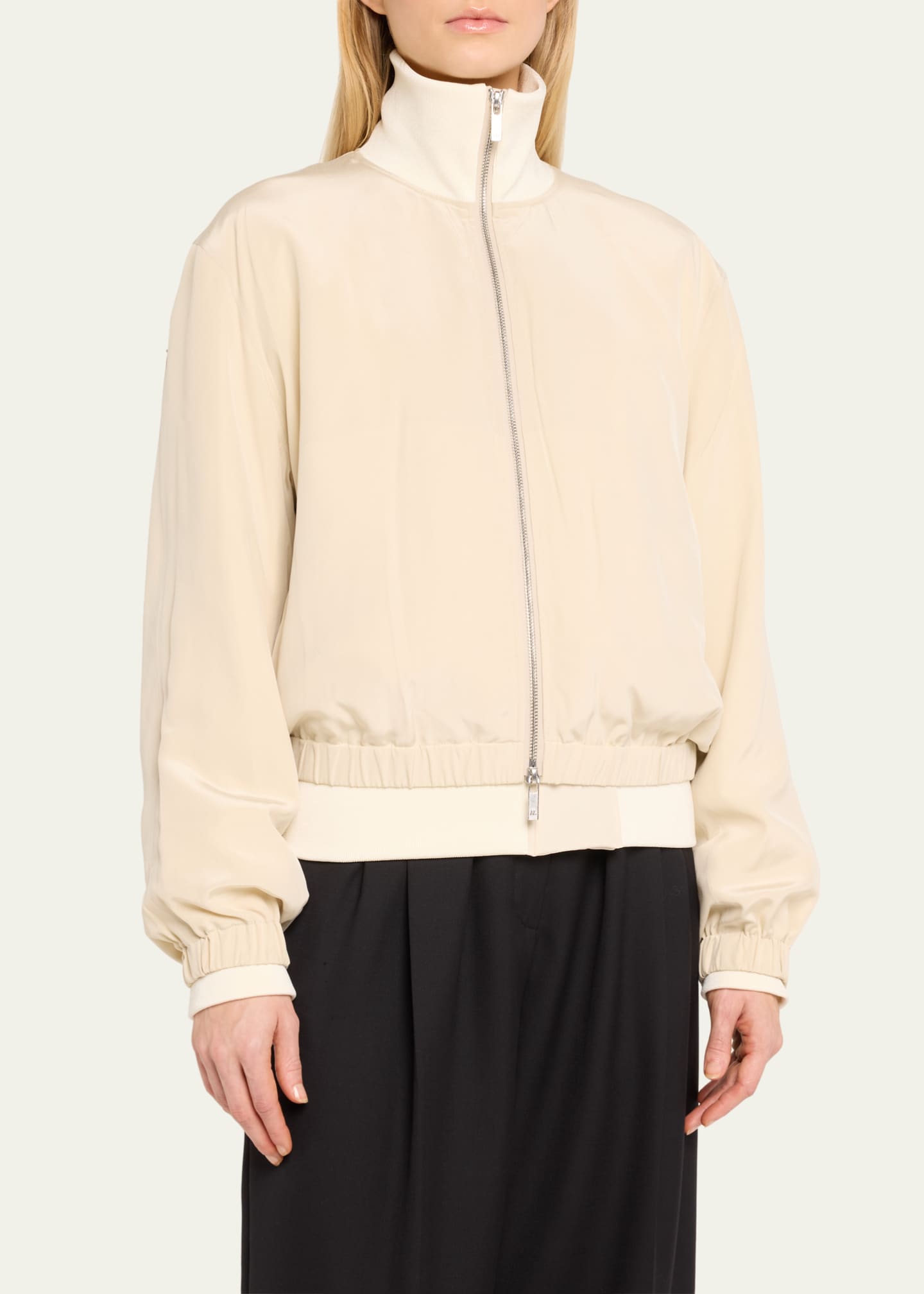 Helmut Lang Silk Zip Bomber Jacket - Bergdorf Goodman