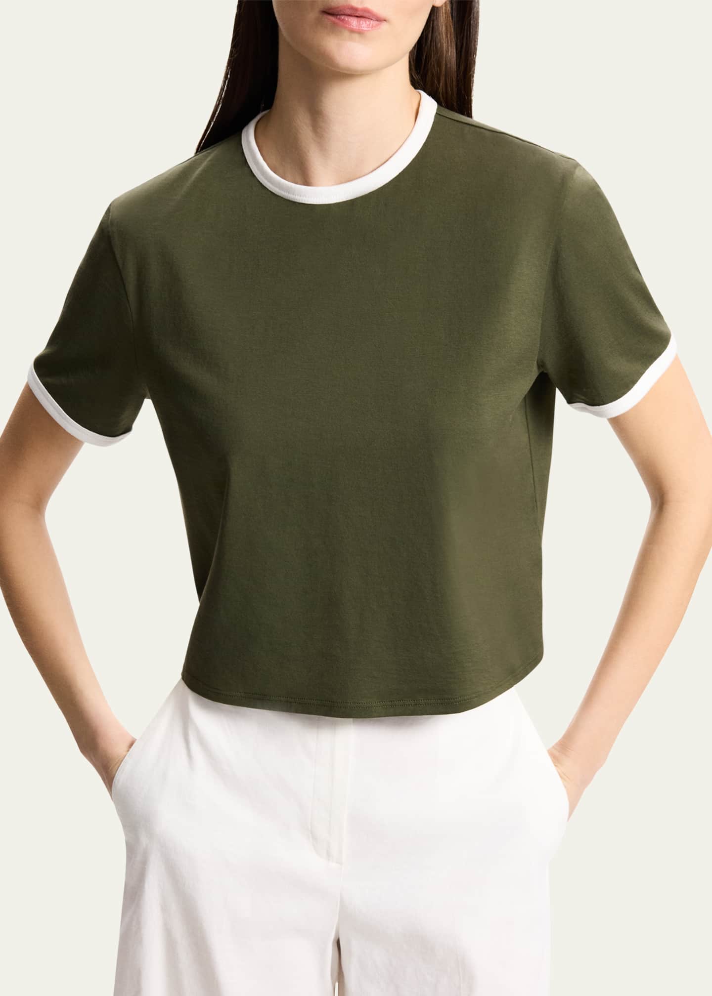 Theory Short-Sleeve Organic Cotton Ringer T-Shirt - Bergdorf Goodman