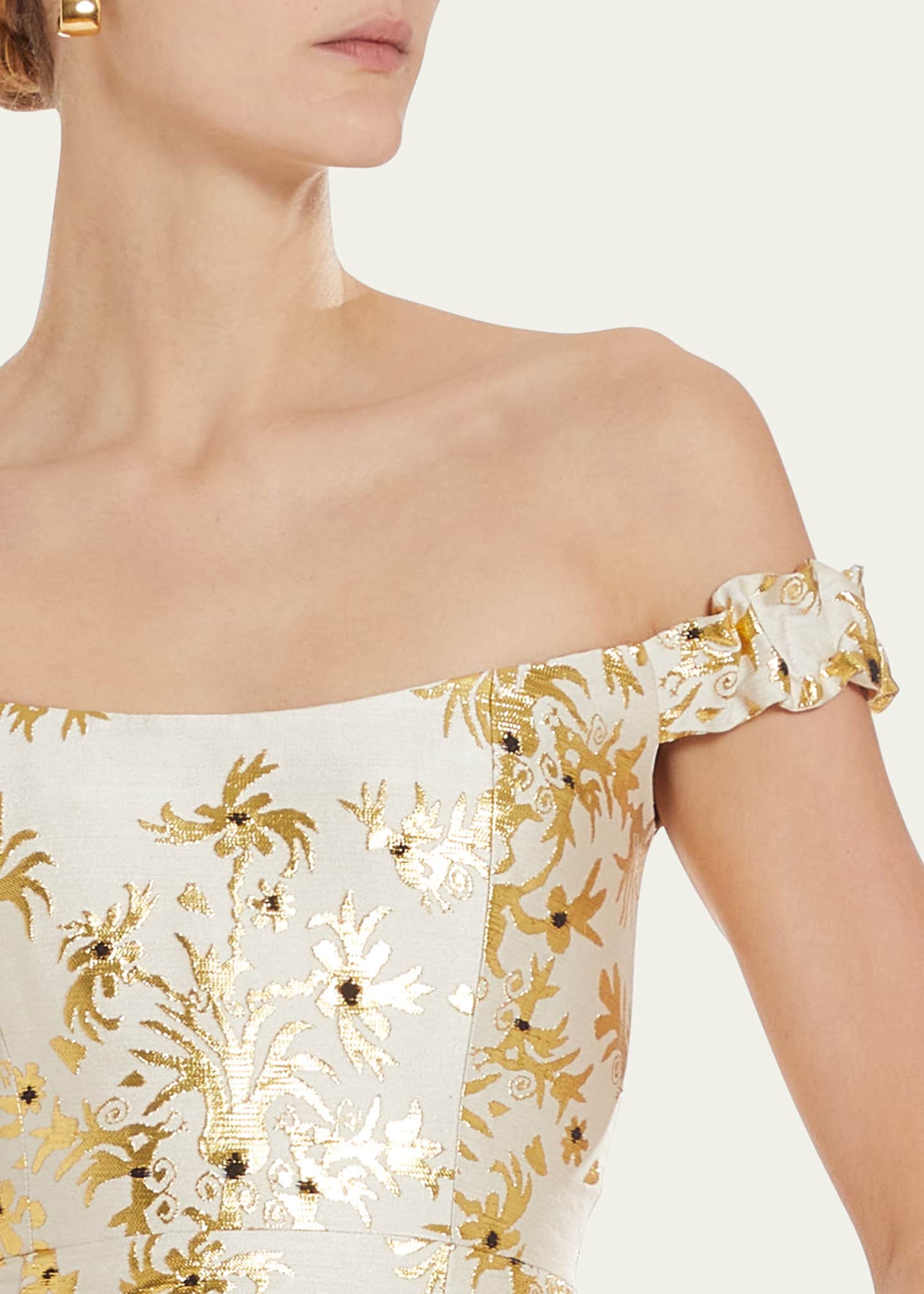 Markarian Amina Floral Brocade Off-Shoulder Midi Dress - Bergdorf Goodman
