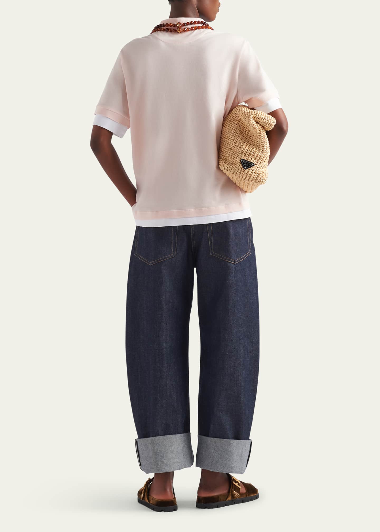 Prada Two-Tone Jersey Layered Polo Shirt - Bergdorf Goodman