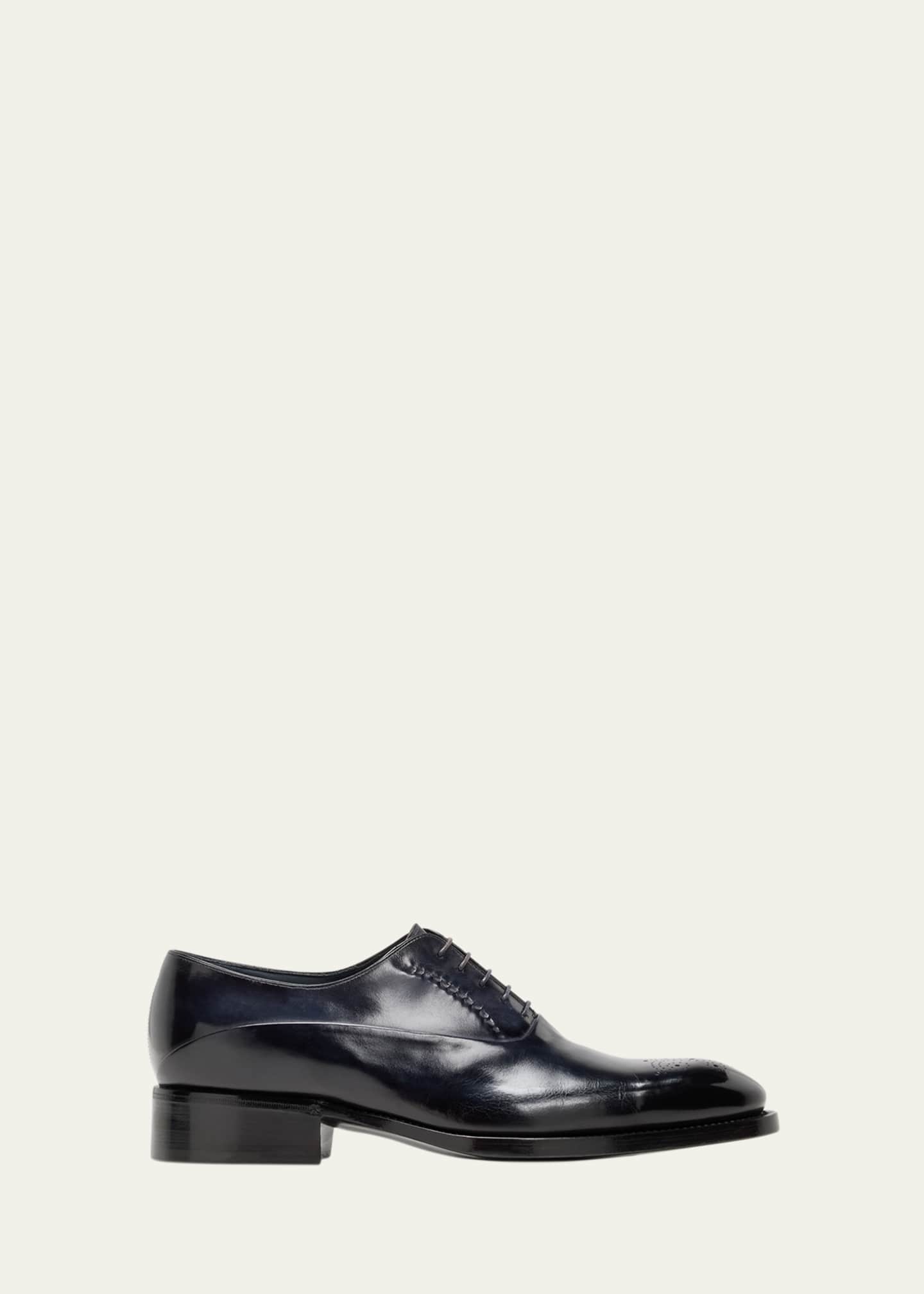 Santoni Men's Genji Limited Edition Reverse Stitch Leather Oxfords ...