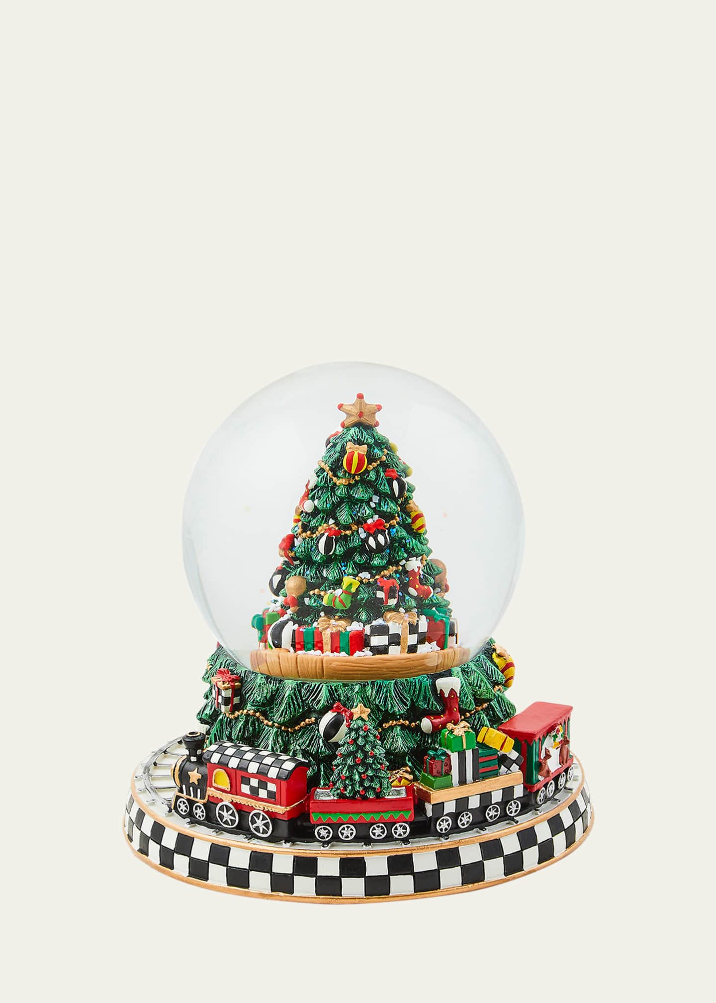 MacKenzie-Childs Cozy Christmas Tree Train Snow Globe - Bergdorf Goodman
