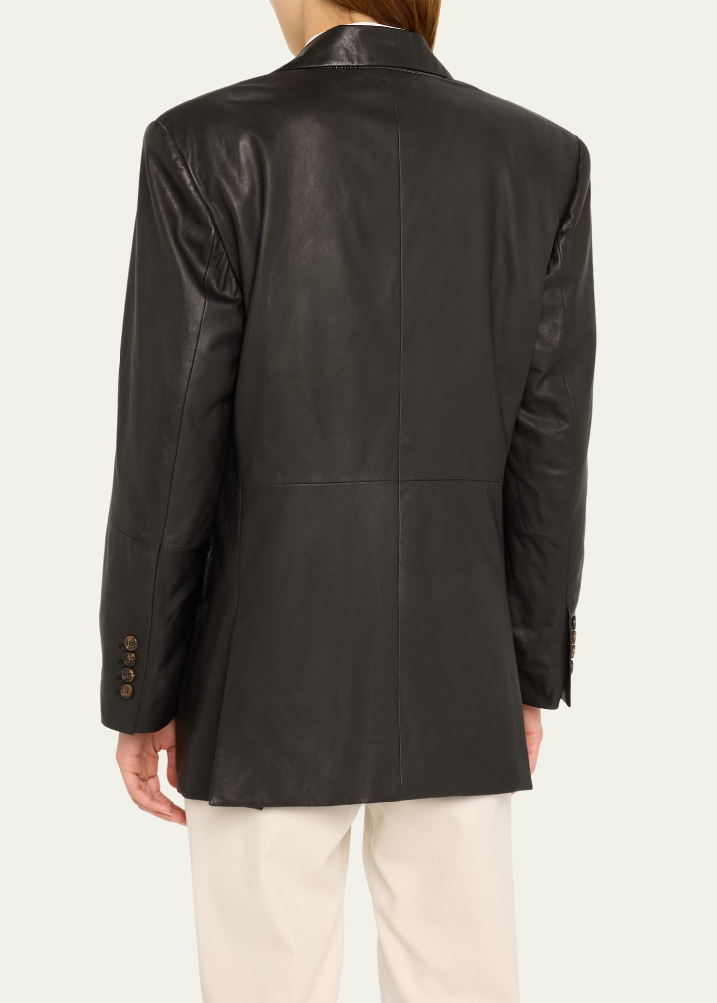 Brunello Cucinelli Washed Leather Double Button Jacket - Bergdorf Goodman