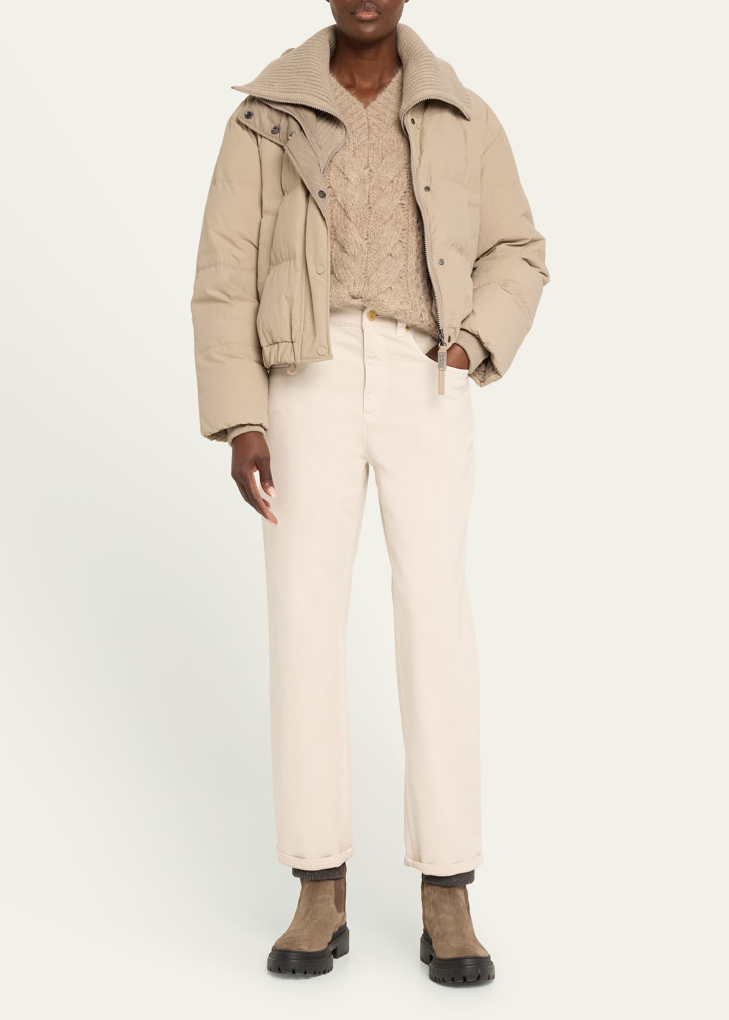 Brunello Cucinelli Cropped Down Feather Padded Drawstring Jacket - Bergdorf Goodman