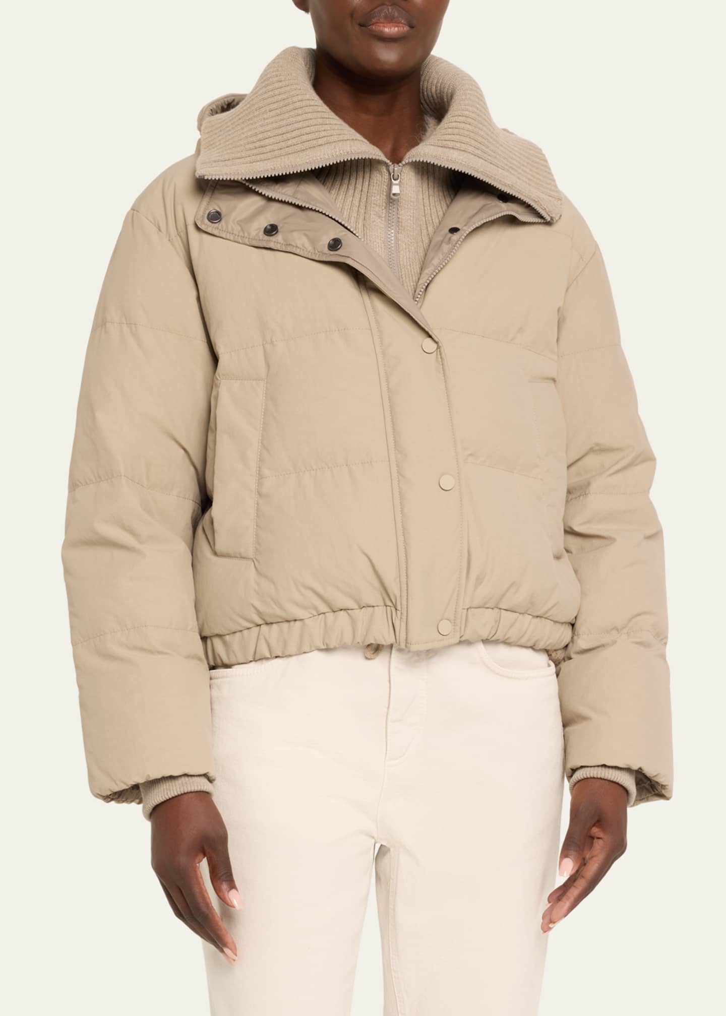 Brunello Cucinelli Cropped Down Feather Padded Drawstring Jacket - Bergdorf Goodman
