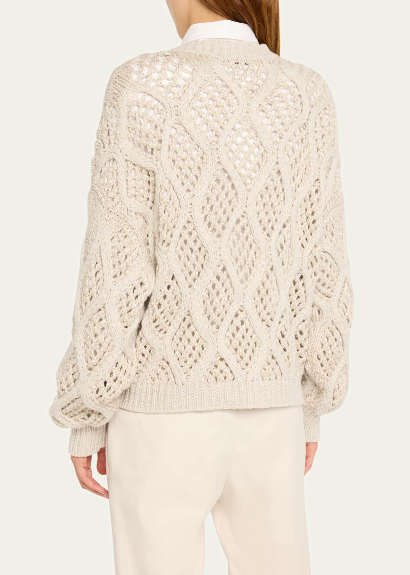 Brunello Cucinelli Opera Cashmere Cable-Knit Net Sweater - Bergdorf Goodman