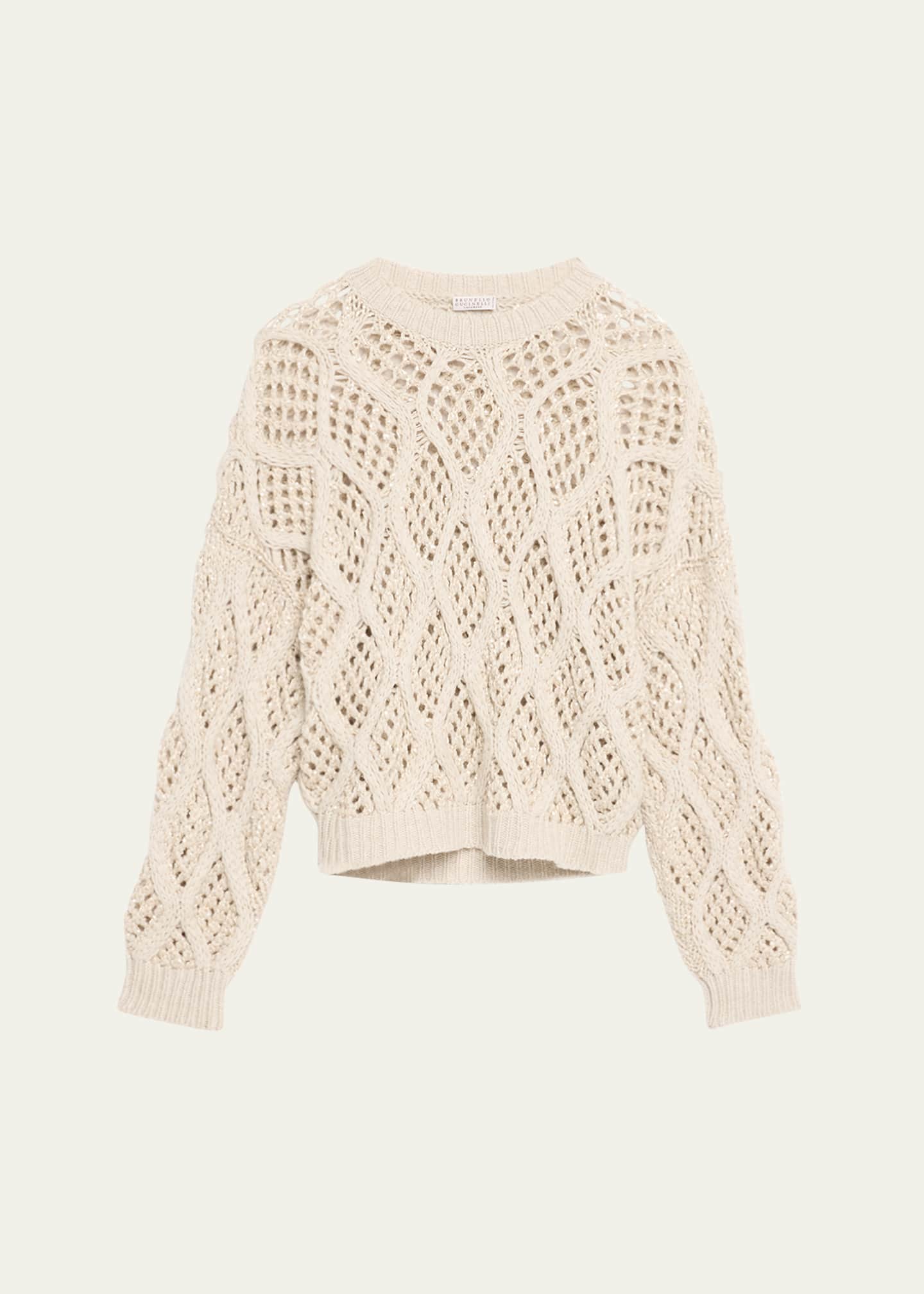 Brunello Cucinelli Opera Cashmere Cable-Knit Net Sweater - Bergdorf Goodman