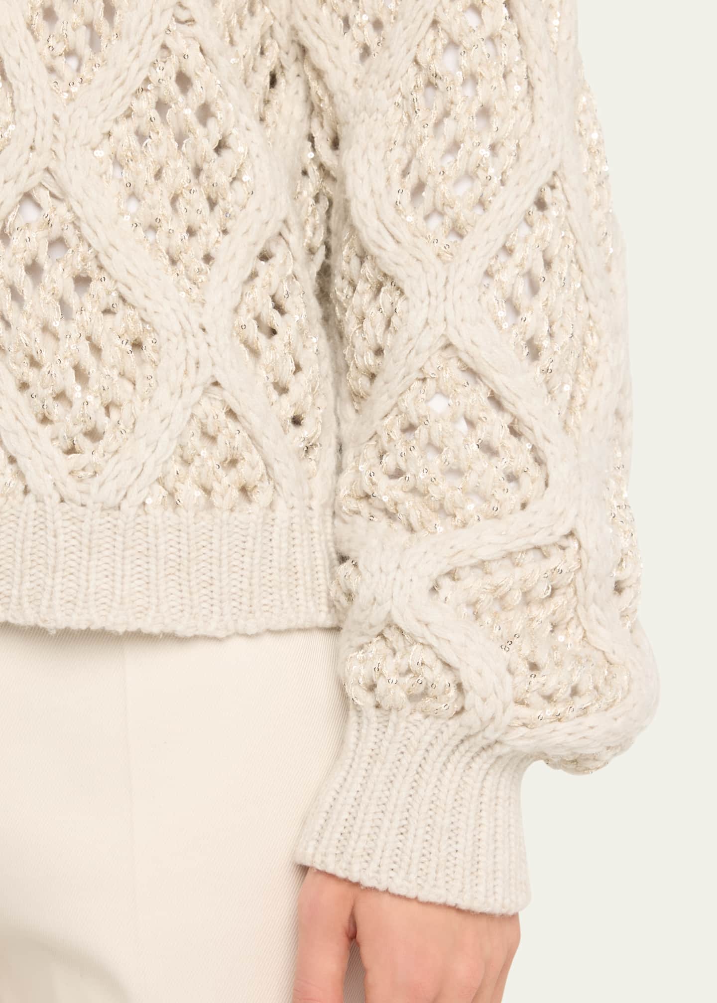 Brunello Cucinelli Opera Cashmere Cable-Knit Net Sweater - Bergdorf Goodman