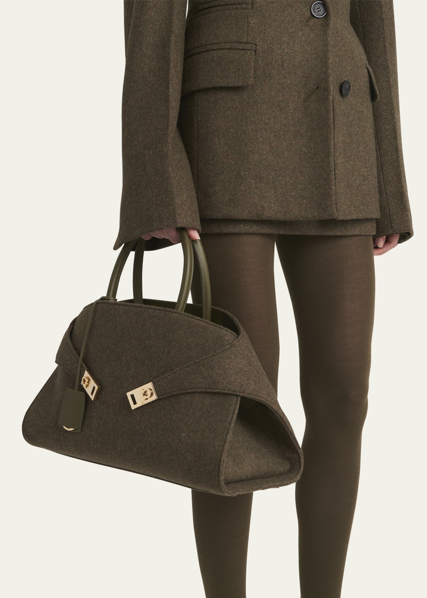 Ferragamo Hug Medium Wool Felt Top-Handle Bag - Bergdorf Goodman
