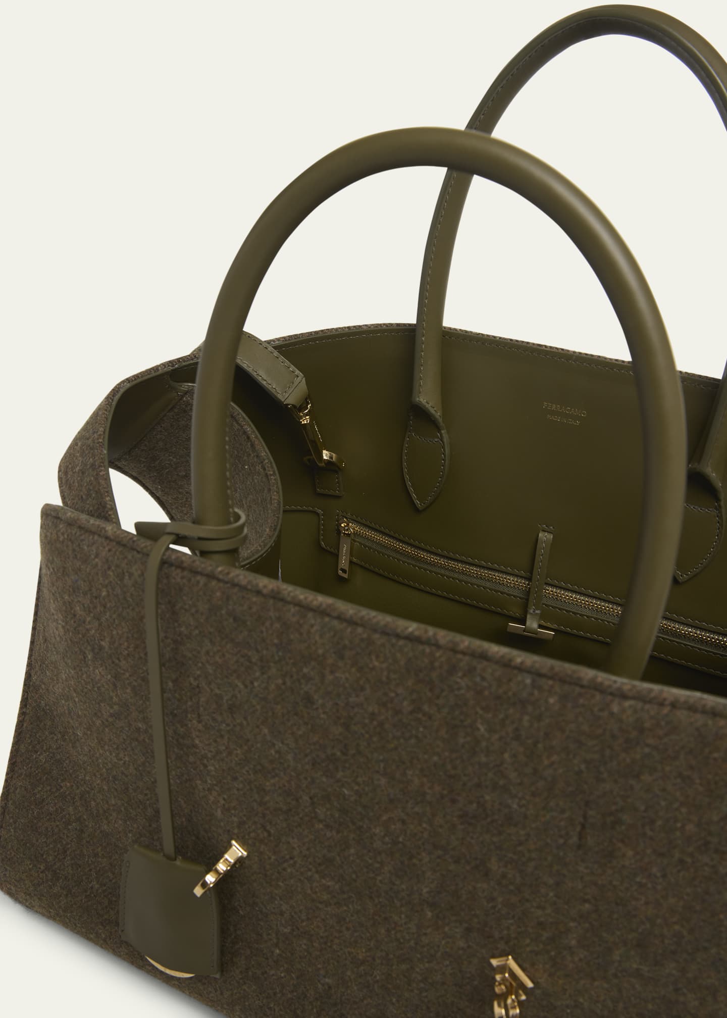 Ferragamo Hug Medium Wool Felt Top-Handle Bag - Bergdorf Goodman