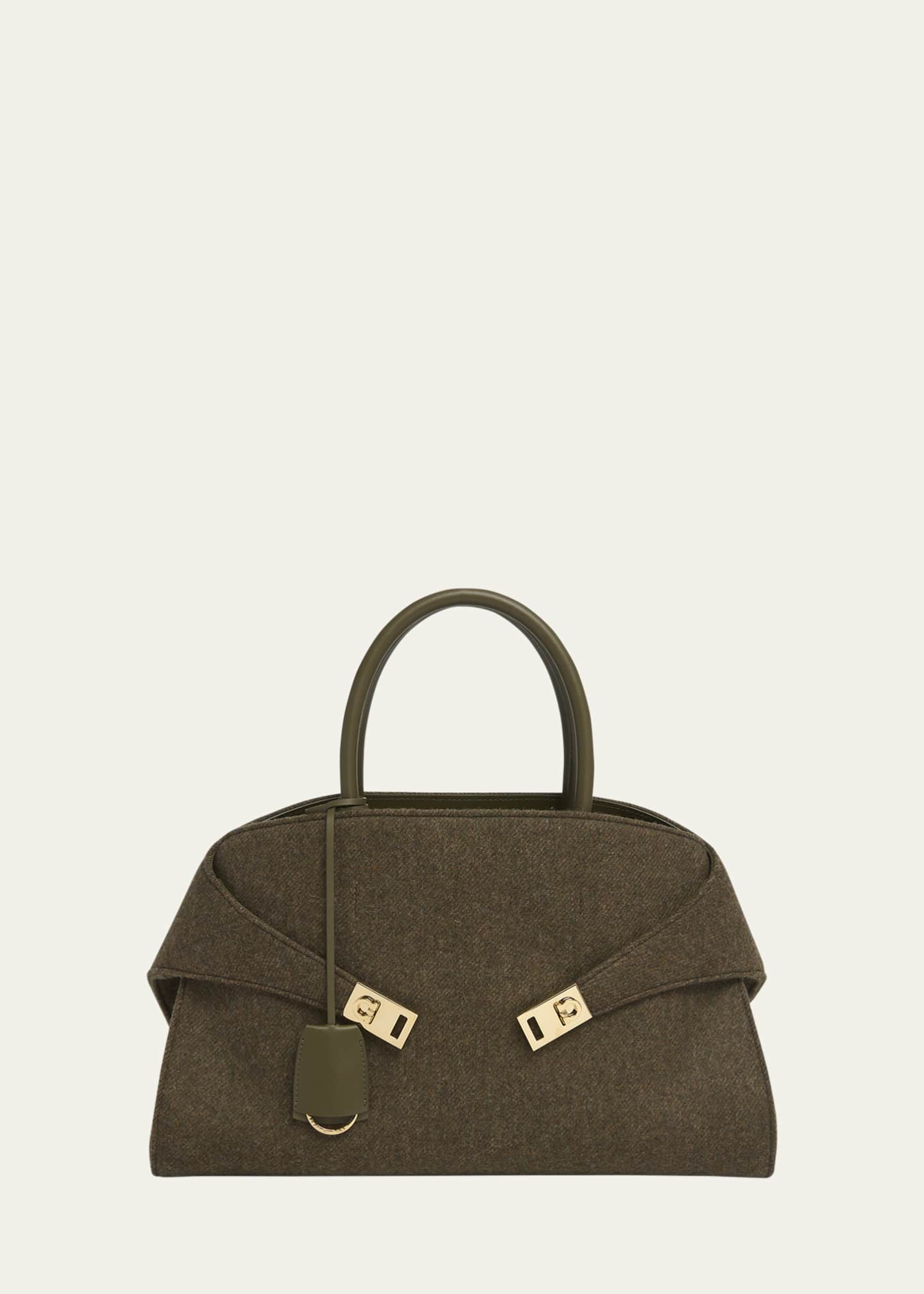Ferragamo Hug Medium Wool Felt Top-Handle Bag - Bergdorf Goodman