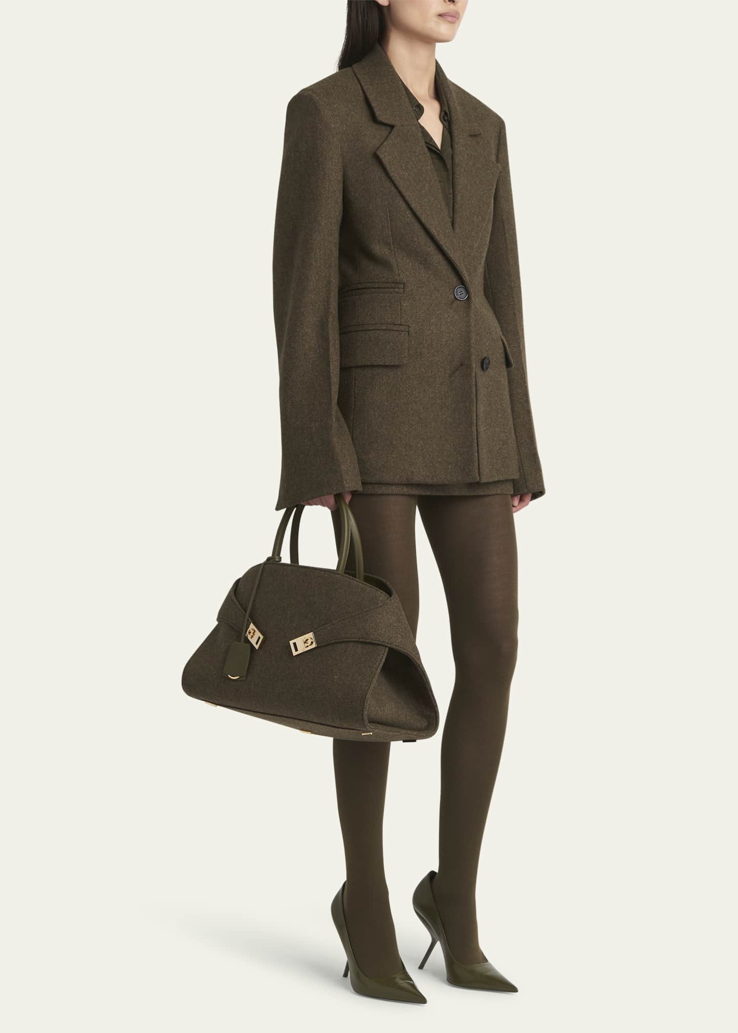 Ferragamo Hug Medium Wool Felt Top-Handle Bag - Bergdorf Goodman