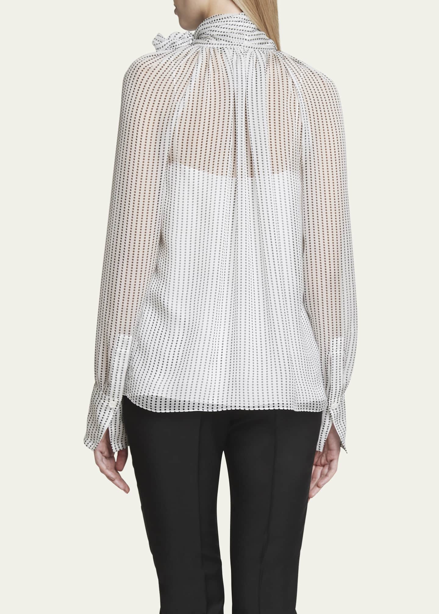 Givenchy Tie-Neck Sheer Dotted Silk Blouse - Bergdorf Goodman