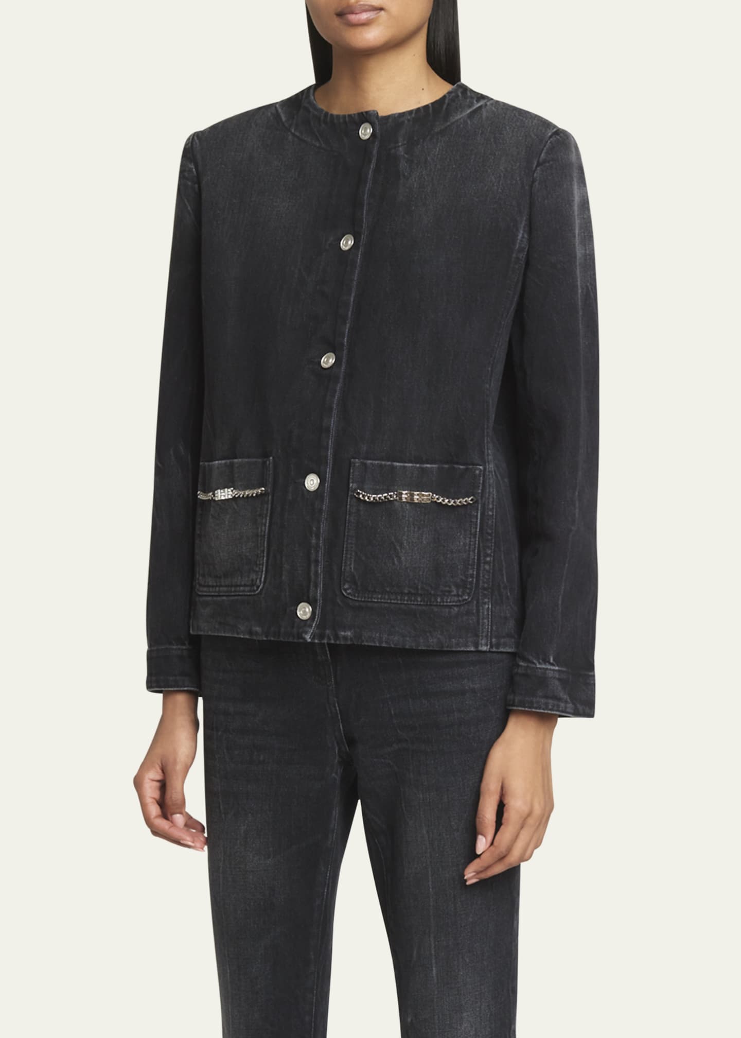 Givenchy Collarless Button-Front Denim Jacket - Bergdorf Goodman