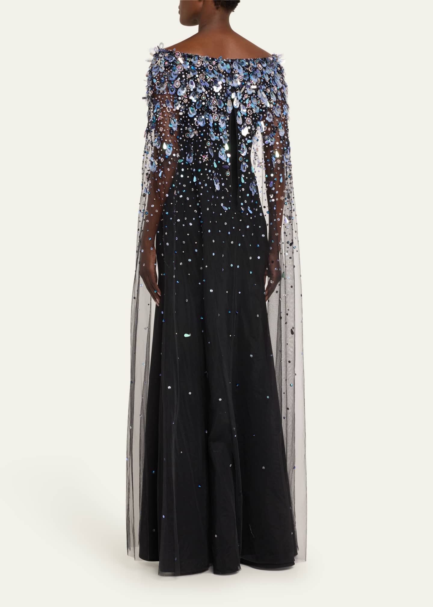 Jenny Packham Bitter Sweet Embellished Cape Gown - Bergdorf Goodman
