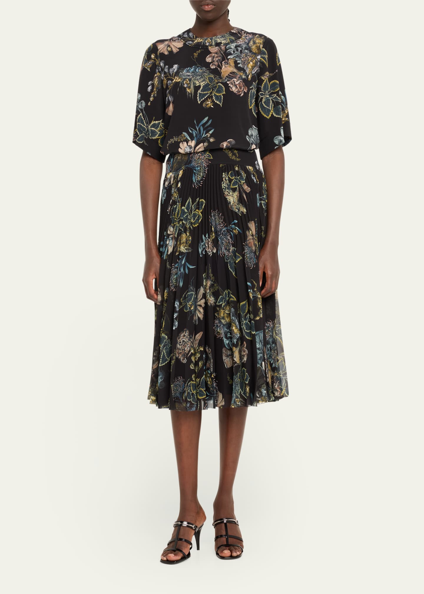 Jason Wu Collection Forest Floral Pleated Chiffon Skirt - Bergdorf Goodman