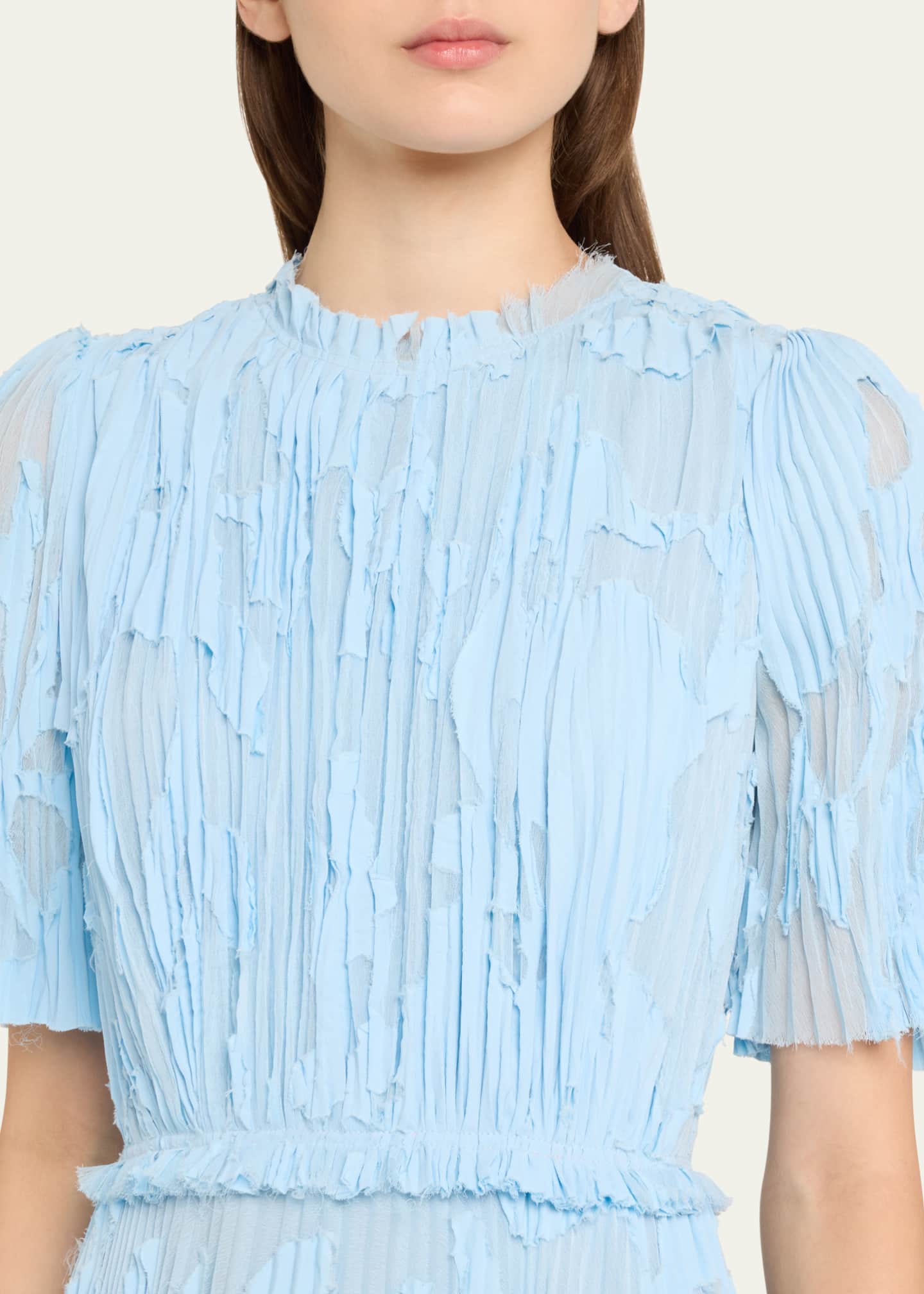 Jason Wu Collection Pleated Floral Fil Coupe Long Handkerchief Dress ...