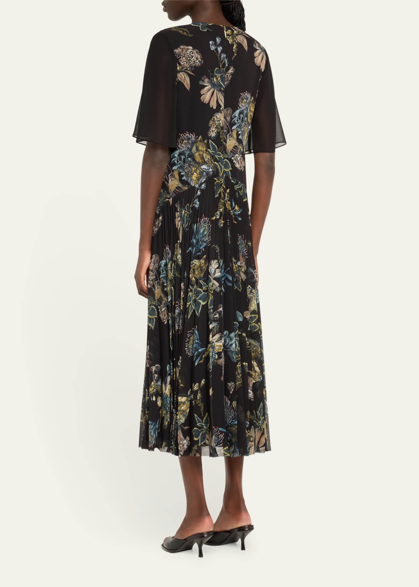 Jason Wu Collection Forest Floral Pleated Drop Waist Midi Dress ...