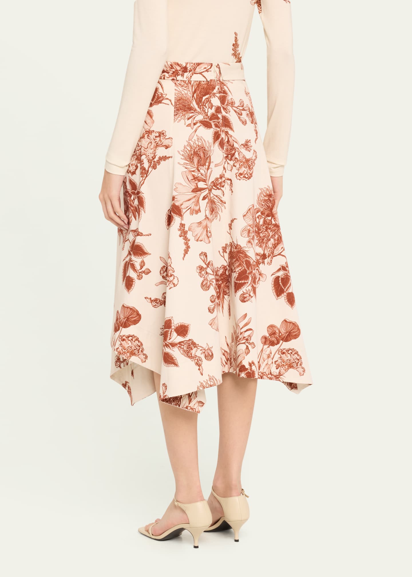 Jason Wu Collection Floral Fold-Over Waistband Handkerchief Midi Skirt ...