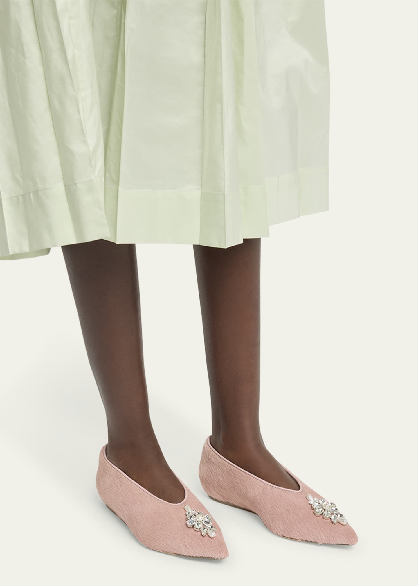 Simone Rocha Calf Hair Crystal Ballerina Flats - Bergdorf Goodman