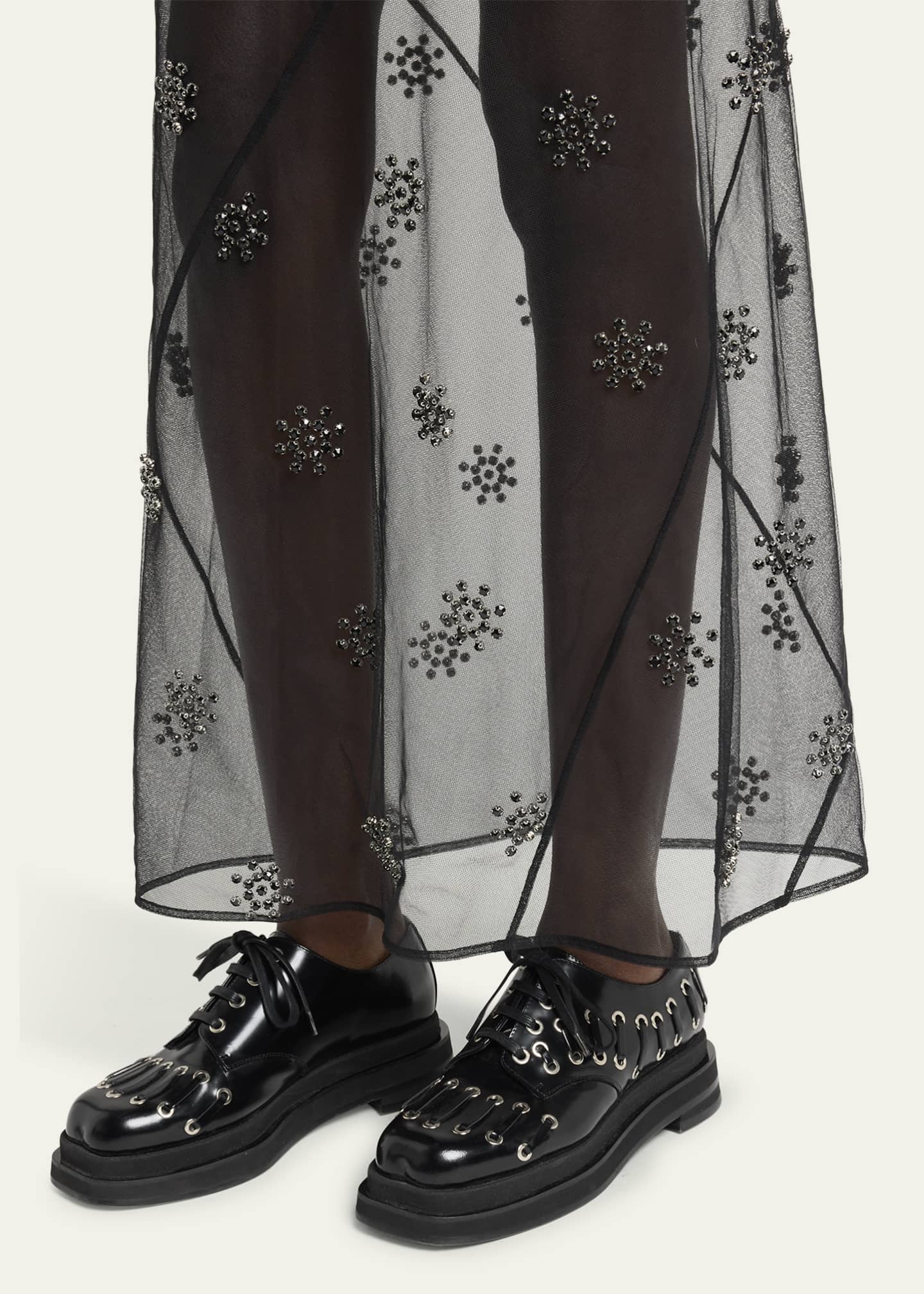 Simone Rocha Multi-Lace Leather Platform Loafers - Bergdorf Goodman