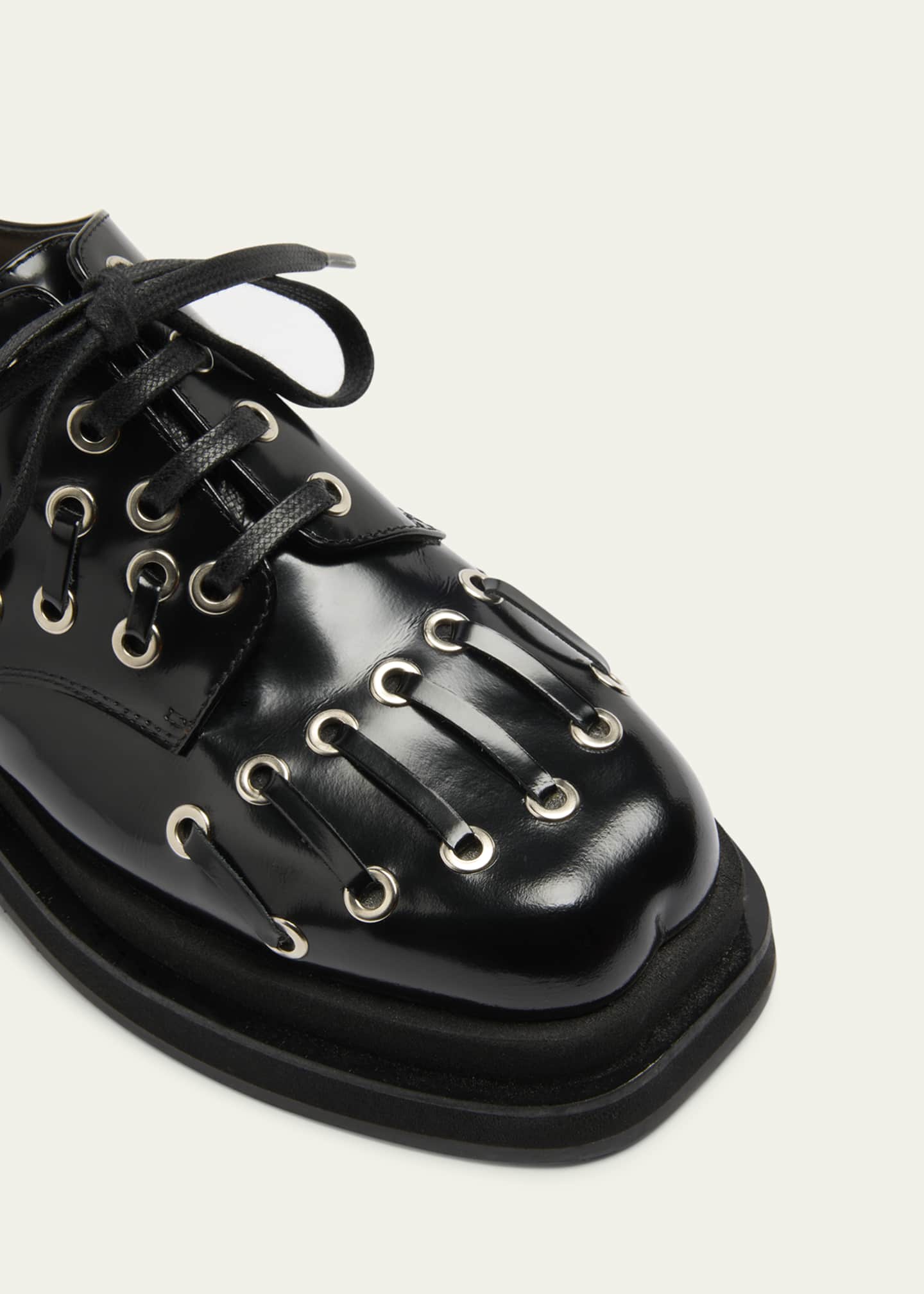 Simone Rocha Multi-Lace Leather Platform Loafers - Bergdorf Goodman