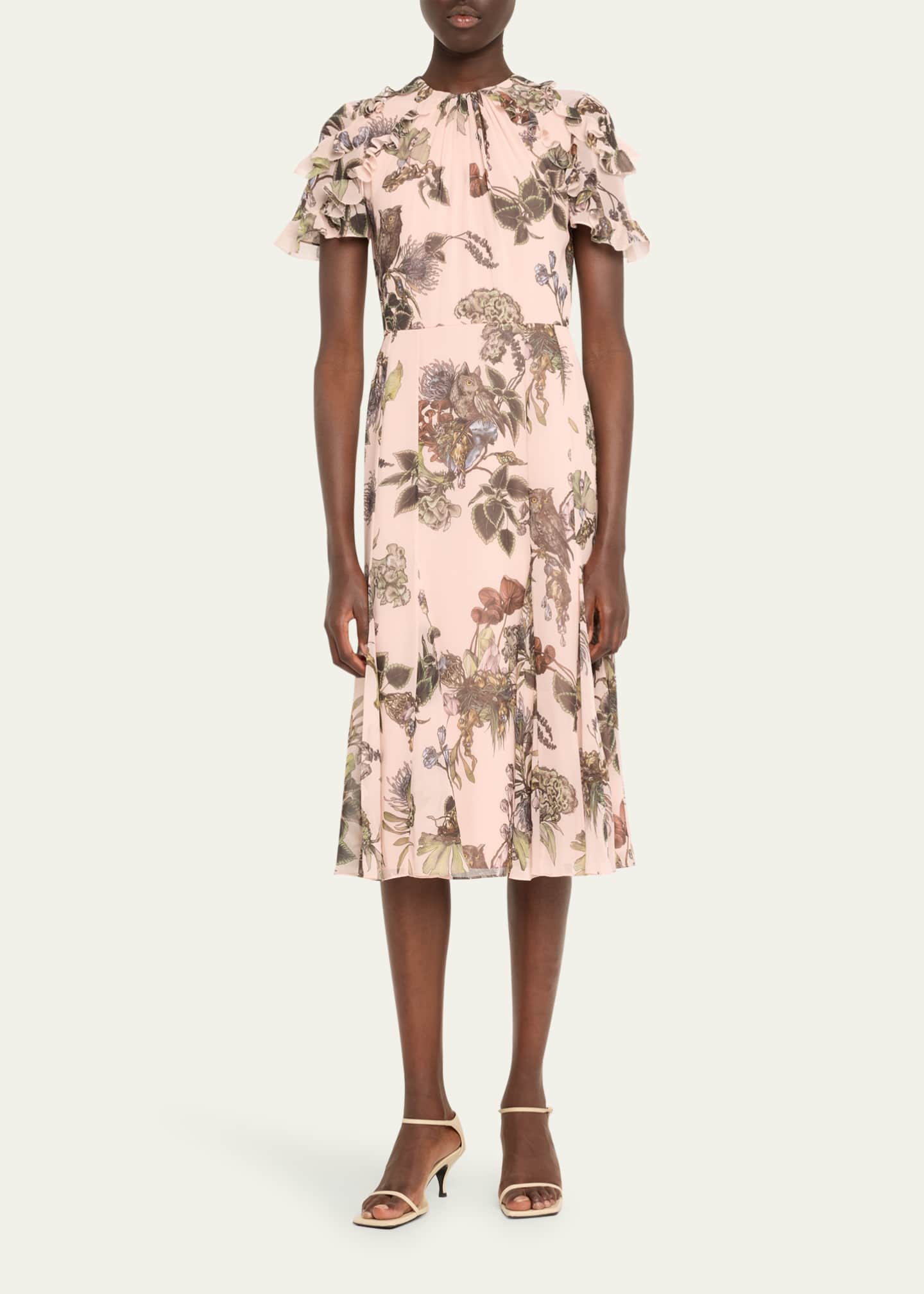 Jason Wu Collection Forest Floral Printed Ruffle Midi Day Dress ...