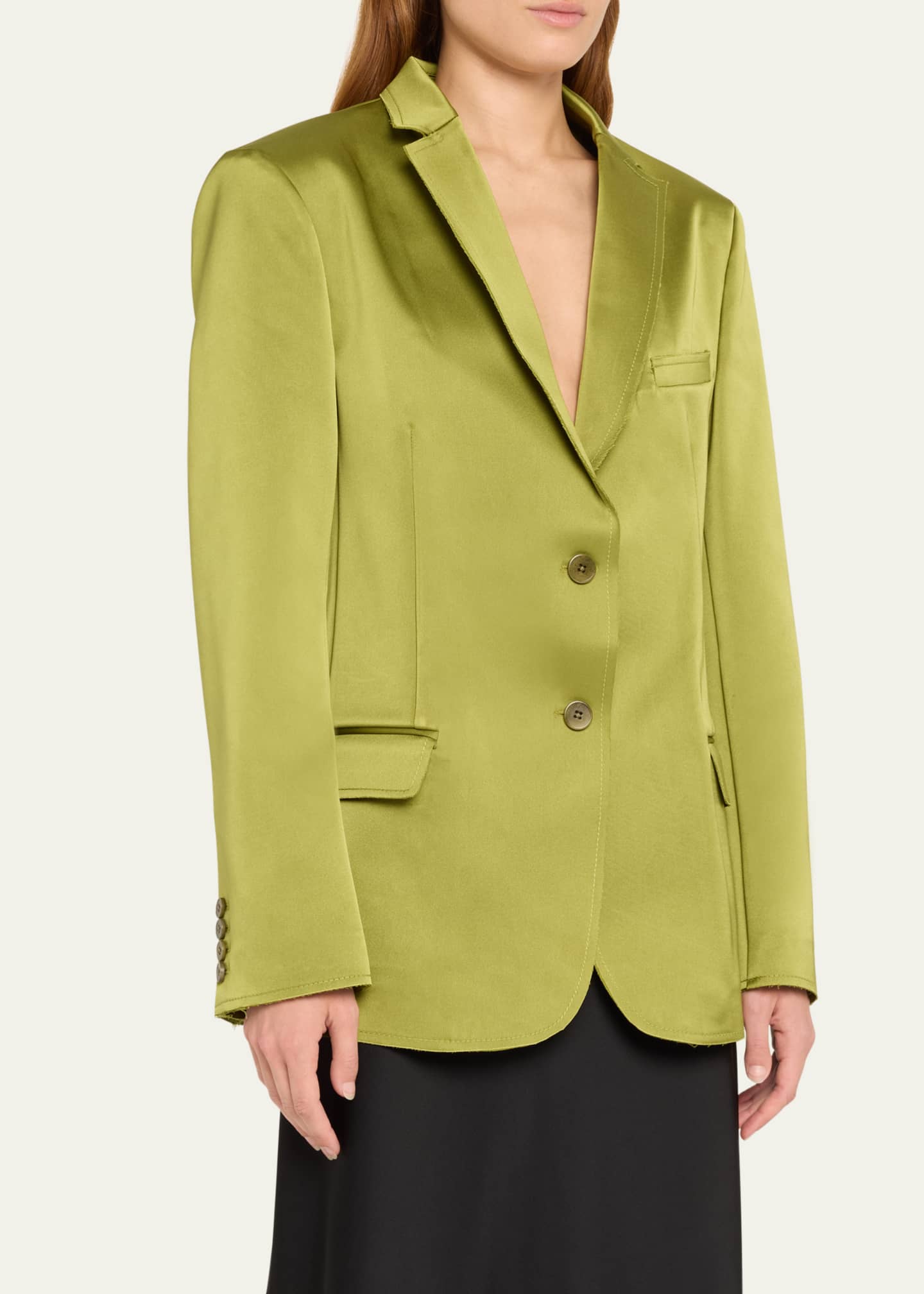 Monse Satin Raw Edge Boxy Blazer - Bergdorf Goodman