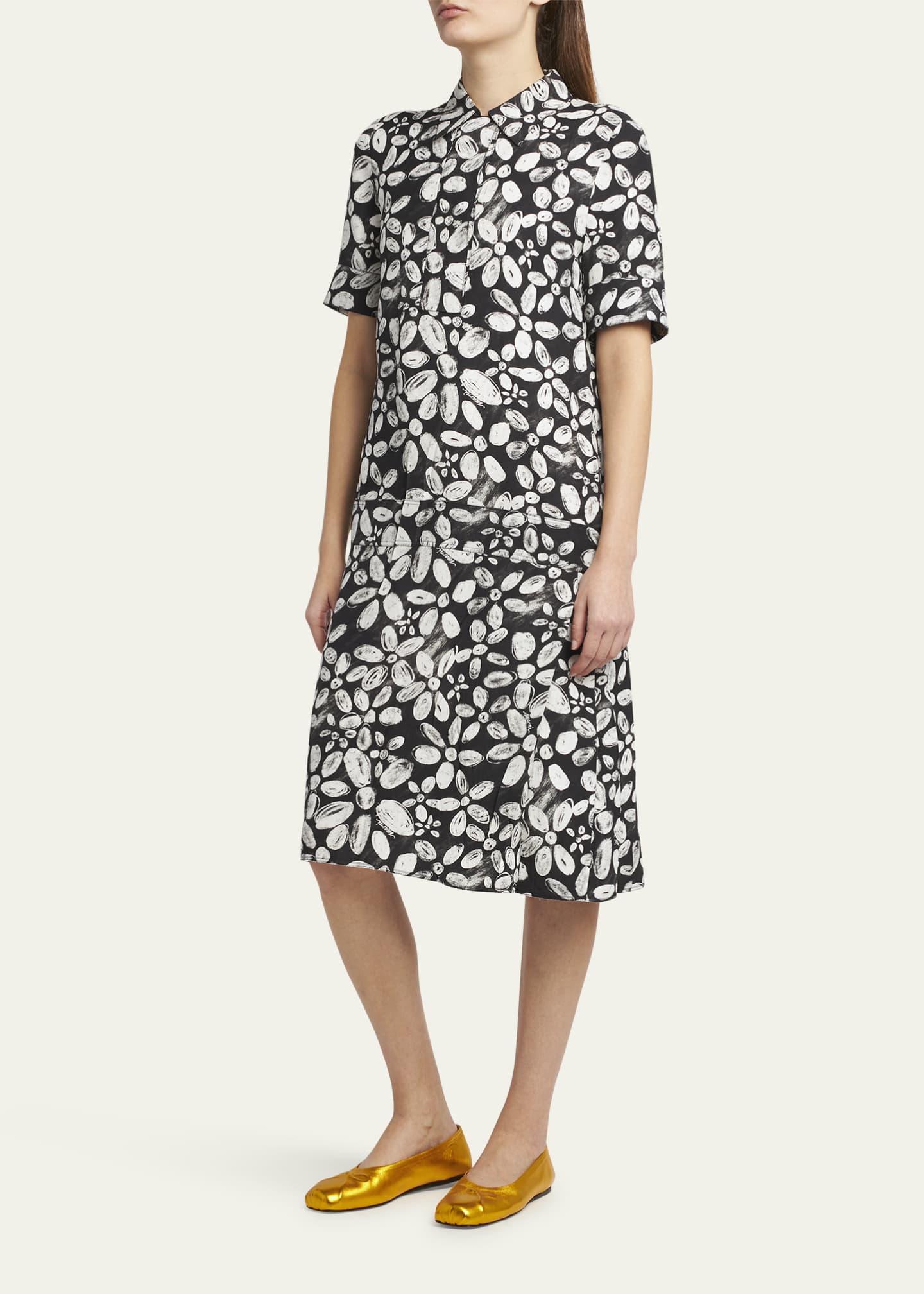 Marni Floral Print Midi Shirtdress - Bergdorf Goodman
