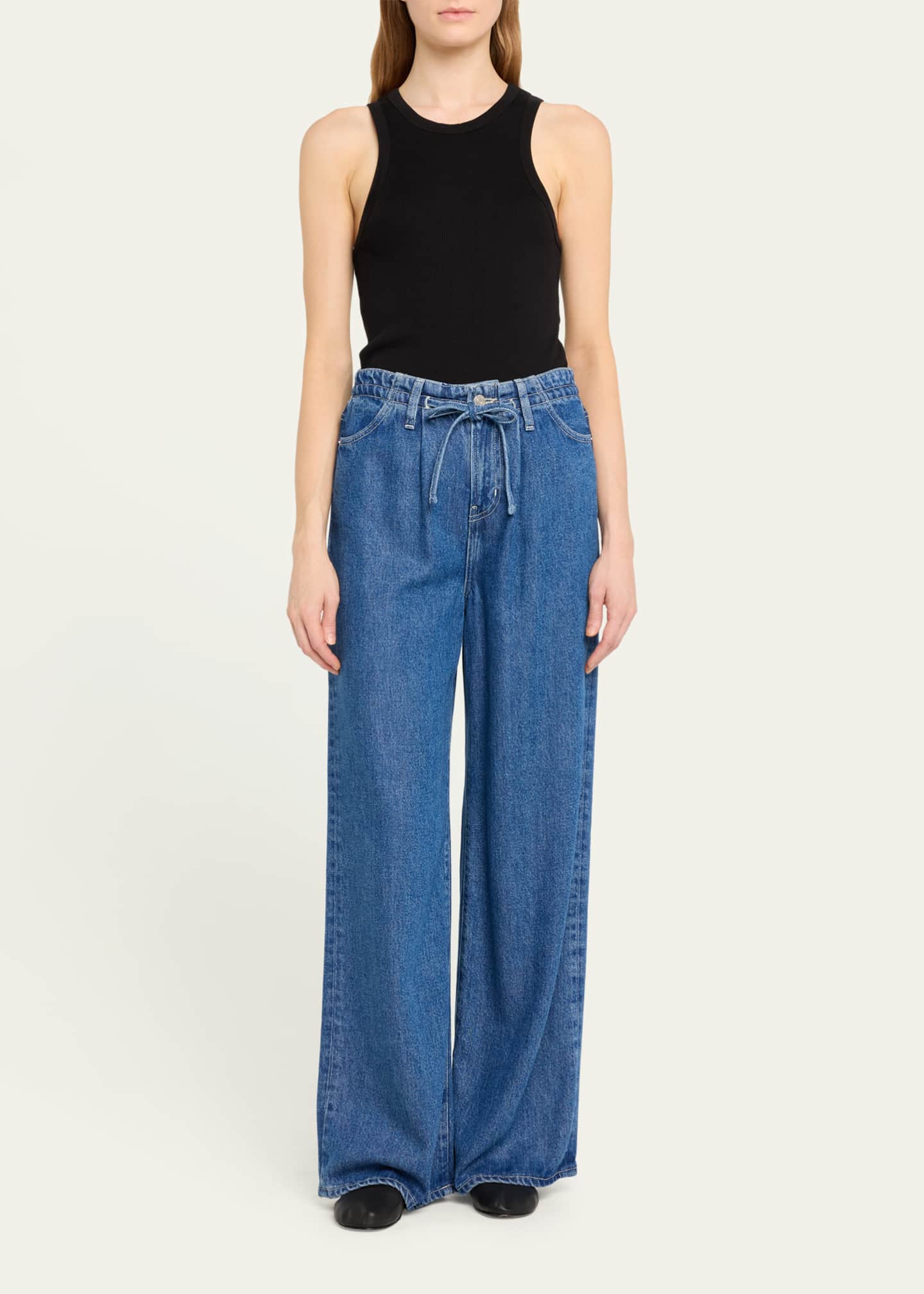 FRAME Super Drape Drawstring Wide-Leg Jeans - Bergdorf Goodman