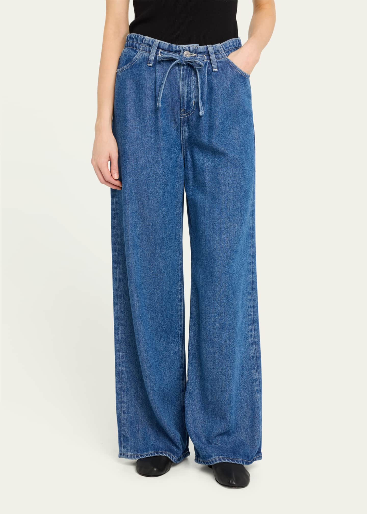 FRAME Super Drape Drawstring Wide-Leg Jeans - Bergdorf Goodman