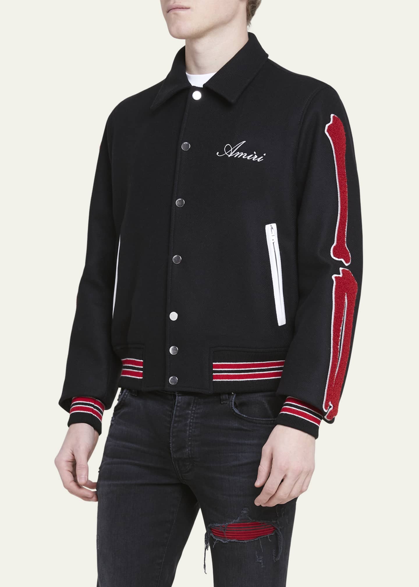 Amiri Men's Chenille Bones Varsity Jacket - Bergdorf Goodman